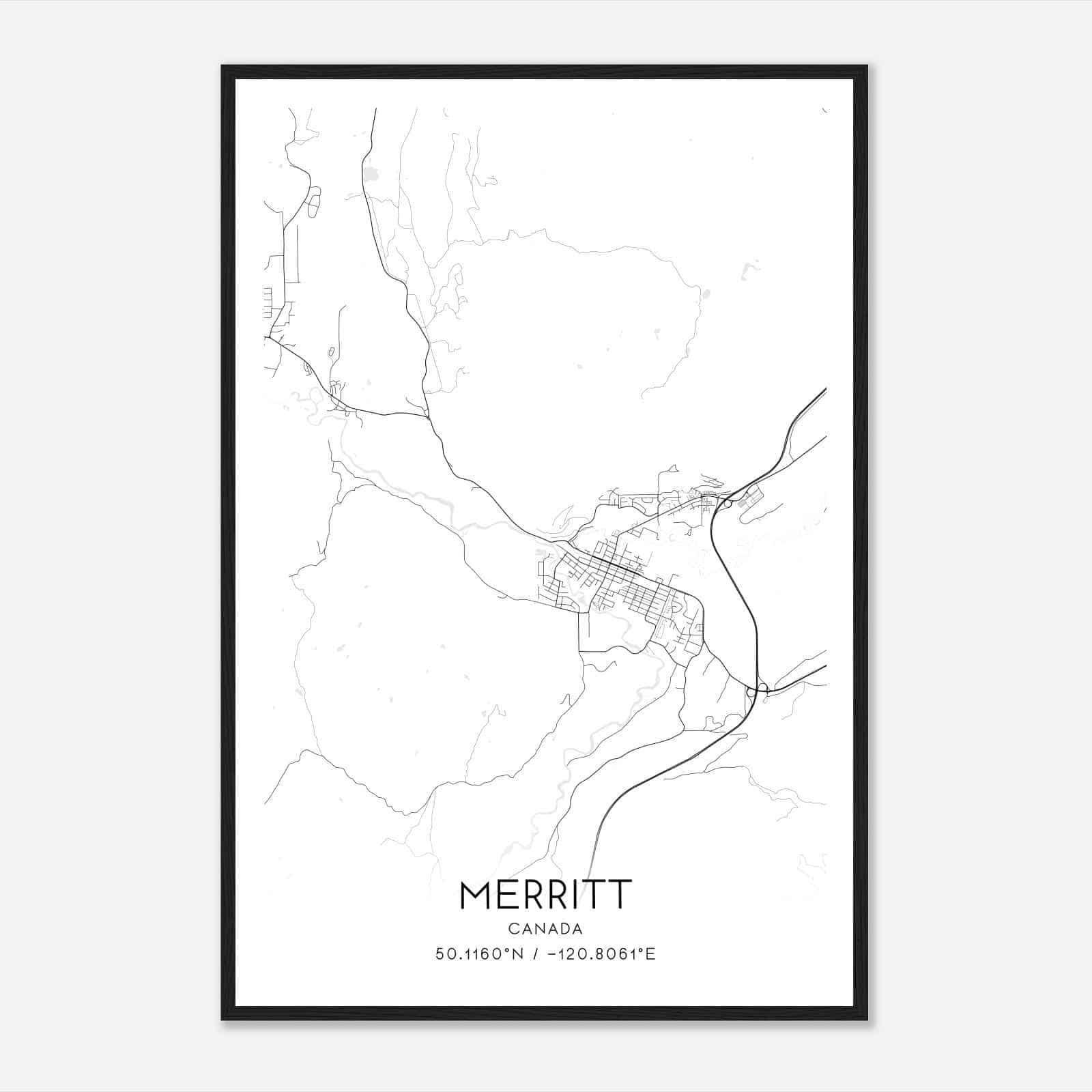 Merritt Canada Map Poster, Modern Home Decor Wall Art Print - Custom ...