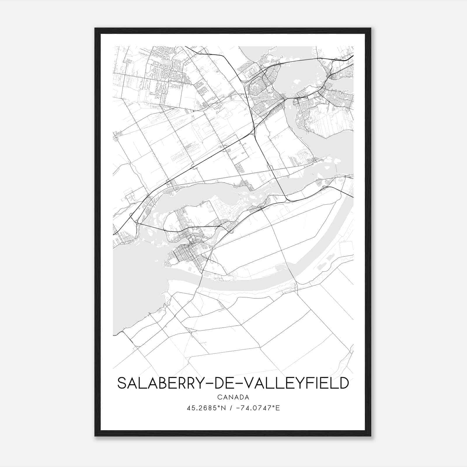 Salaberry-de-Valleyfield Canada Map Poster, Modern Home Decor Wall Art ...