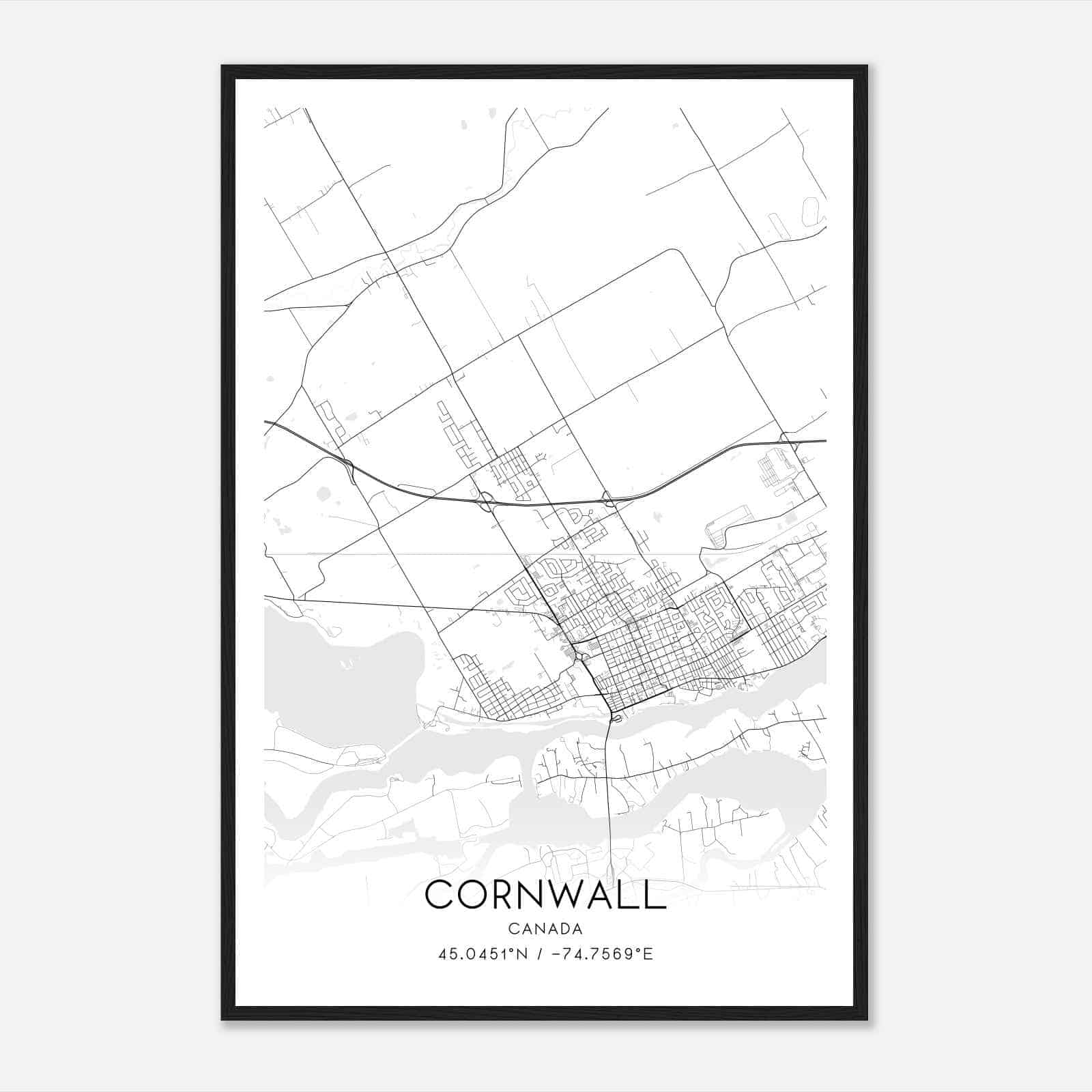 Custom Cornwall Canada Map Poster - Mapmory