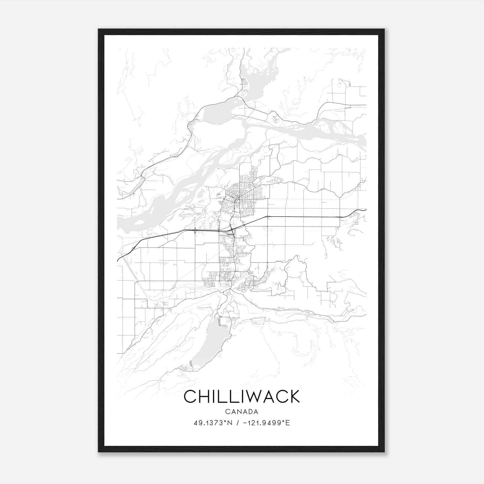 Chilliwack Canada Map Poster, Modern Home Decor Wall Art Print - Custom ...