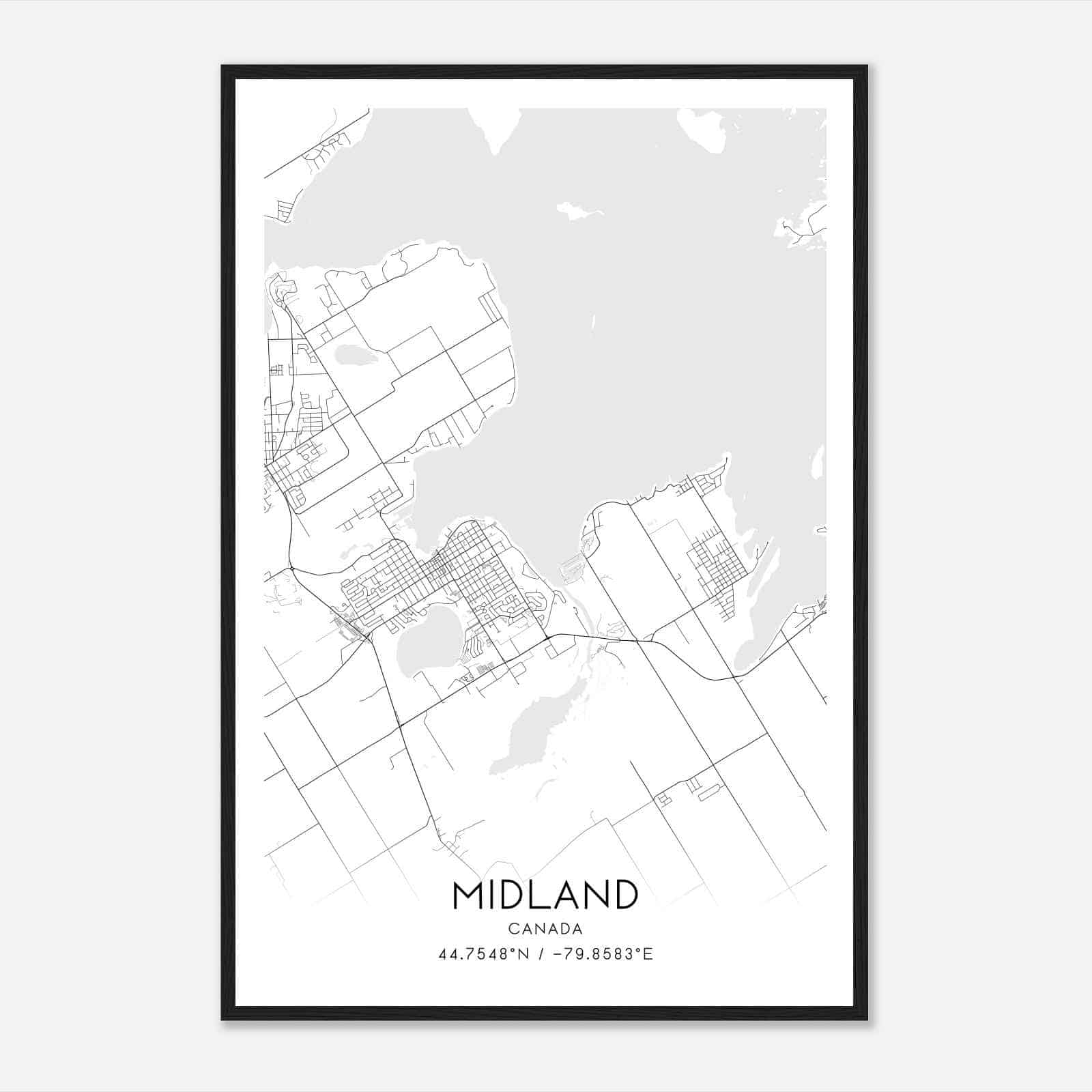 Midland Canada Map Poster, Modern Home Decor Wall Art Print - Custom ...