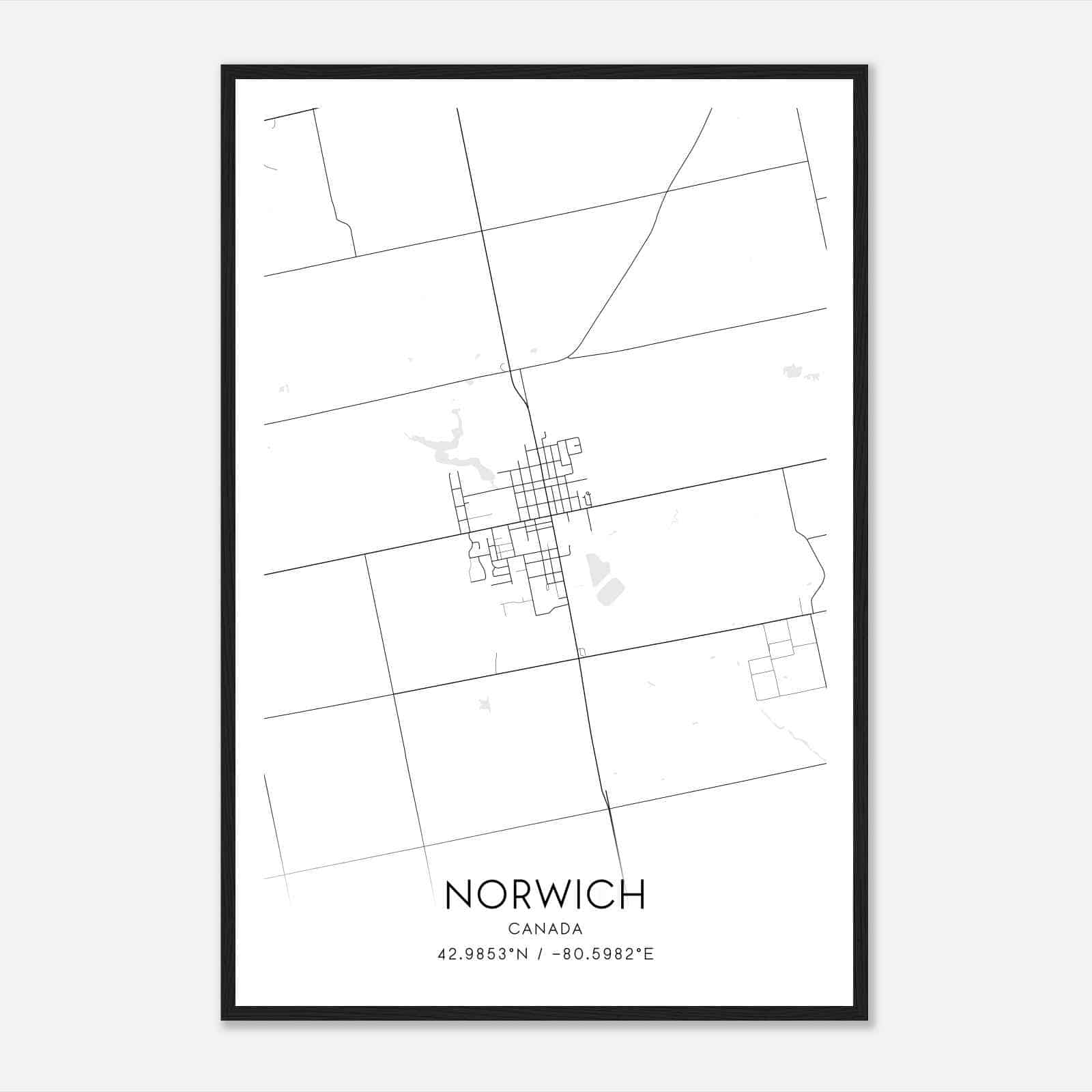 Norwich Canada Map Poster, Modern Home Decor Wall Art Print - Custom ...