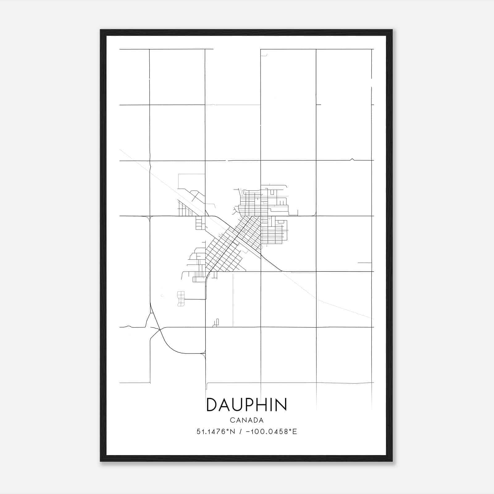 Dauphin Canada Map Poster, Modern Home Decor Wall Art Print - Custom ...