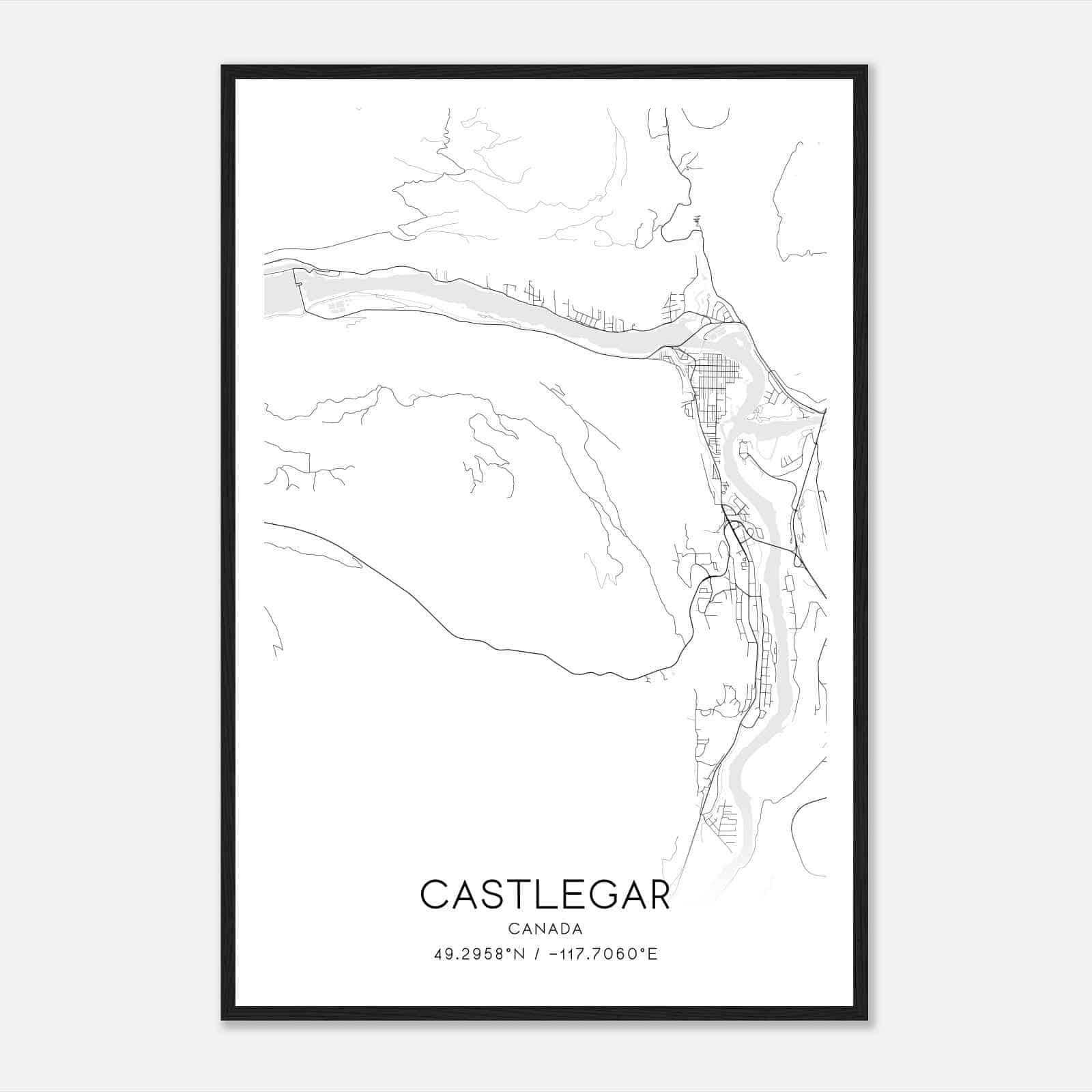Castlegar Canada Map Poster, Modern Home Decor Wall Art Print - Custom ...