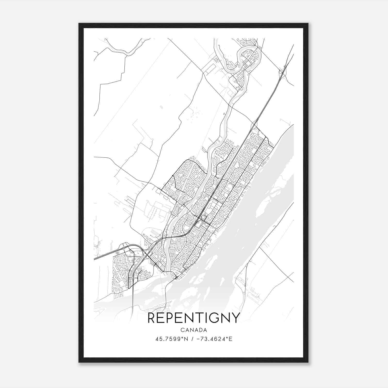 Repentigny Canada Map Poster, Modern Home Decor Wall Art Print - Custom ...
