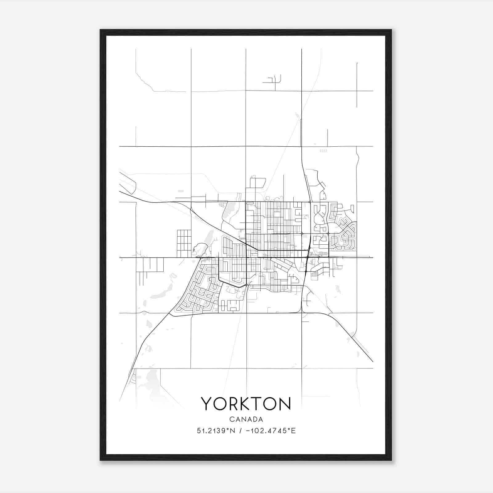Yorkton Canada Map Poster, Modern Home Decor Wall Art Print - Custom ...