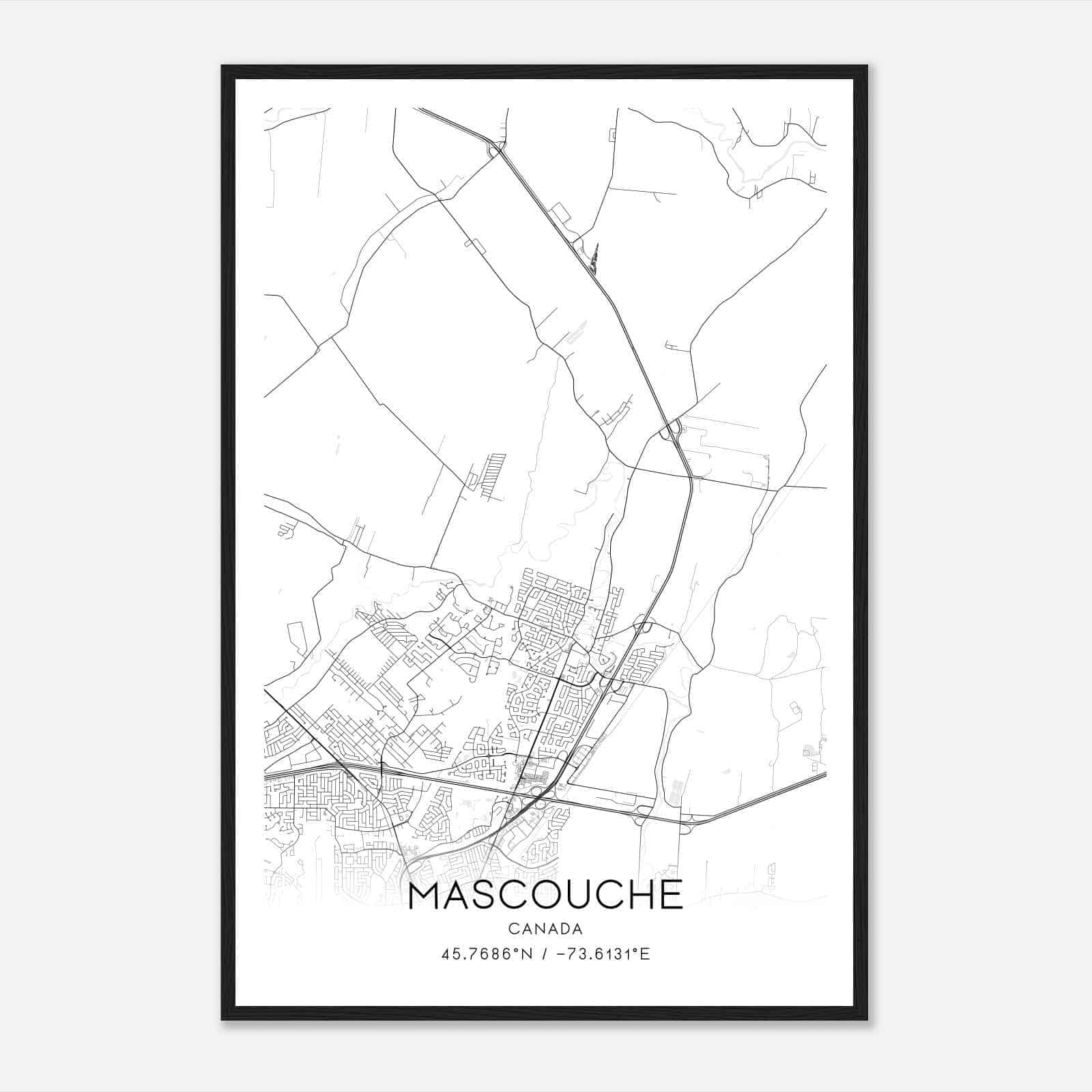 Mascouche Canada Map Poster, Modern Home Decor Wall Art Print - Custom ...