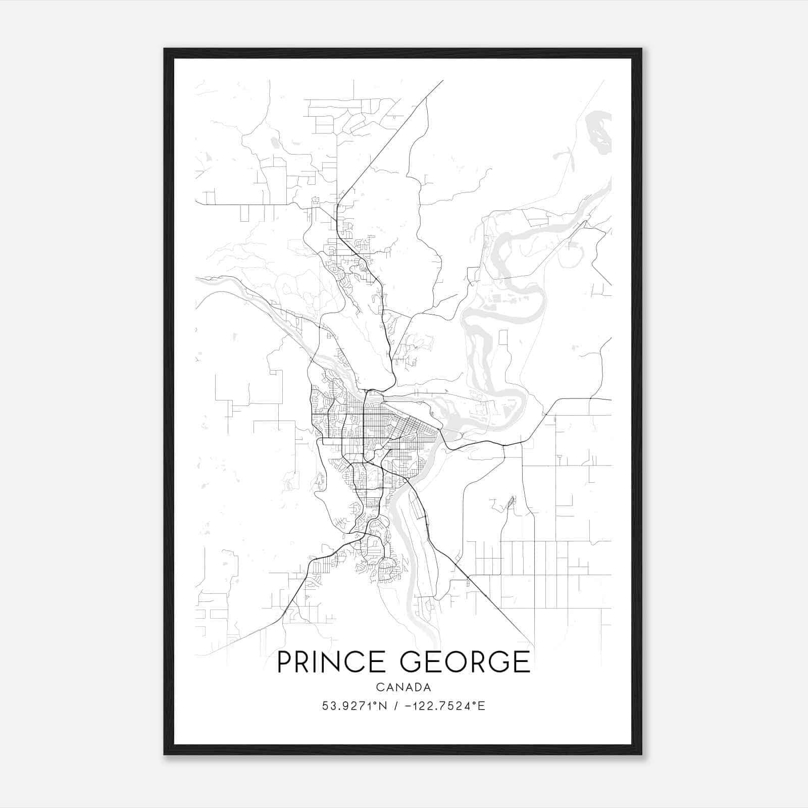 Prince George Canada Map Poster, Modern Home Decor Wall Art Print ...