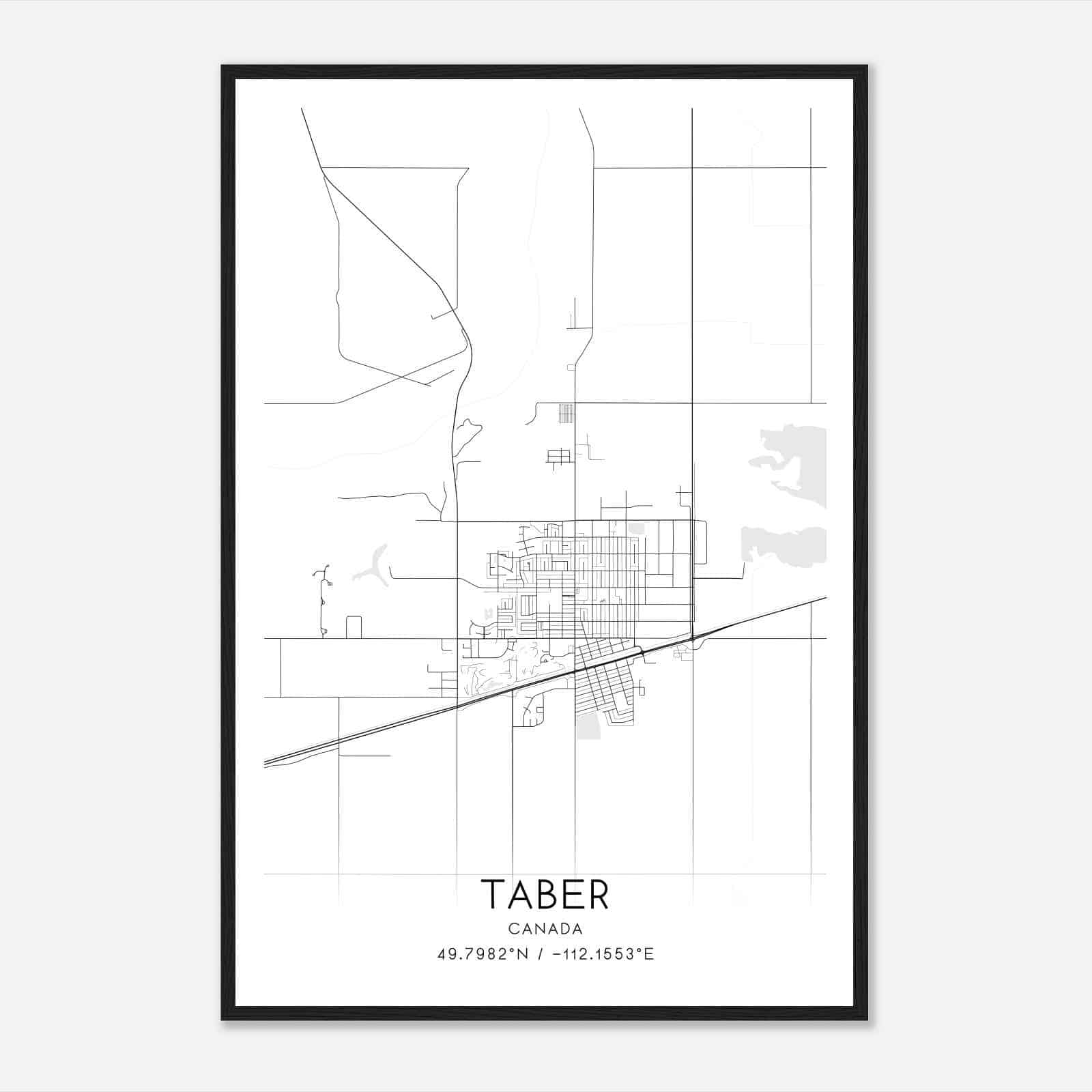 Taber Canada Map Poster, Modern Home Decor Wall Art Print - Custom Maps ...