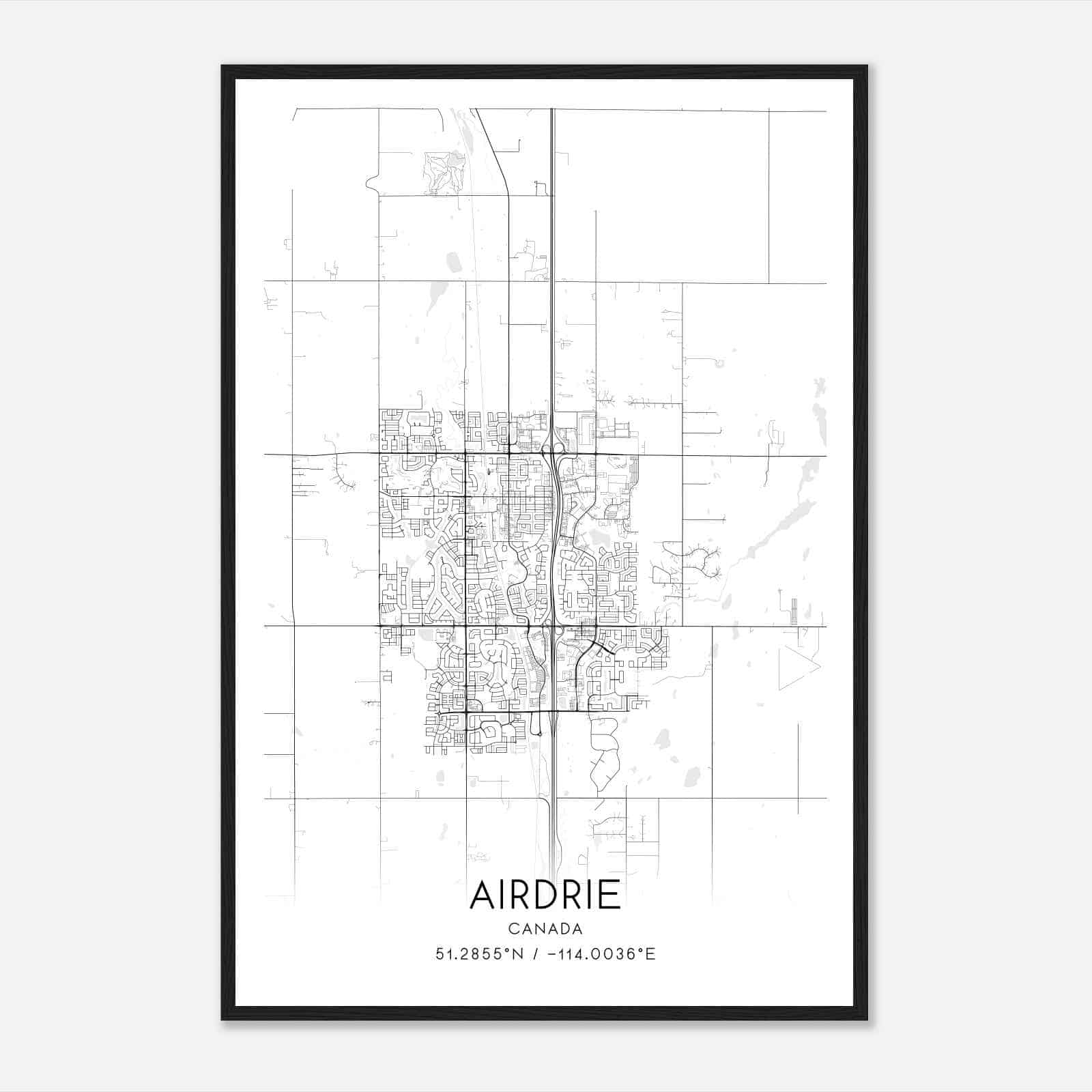 Airdrie Canada Map Poster, Modern Home Decor Wall Art Print - Custom ...