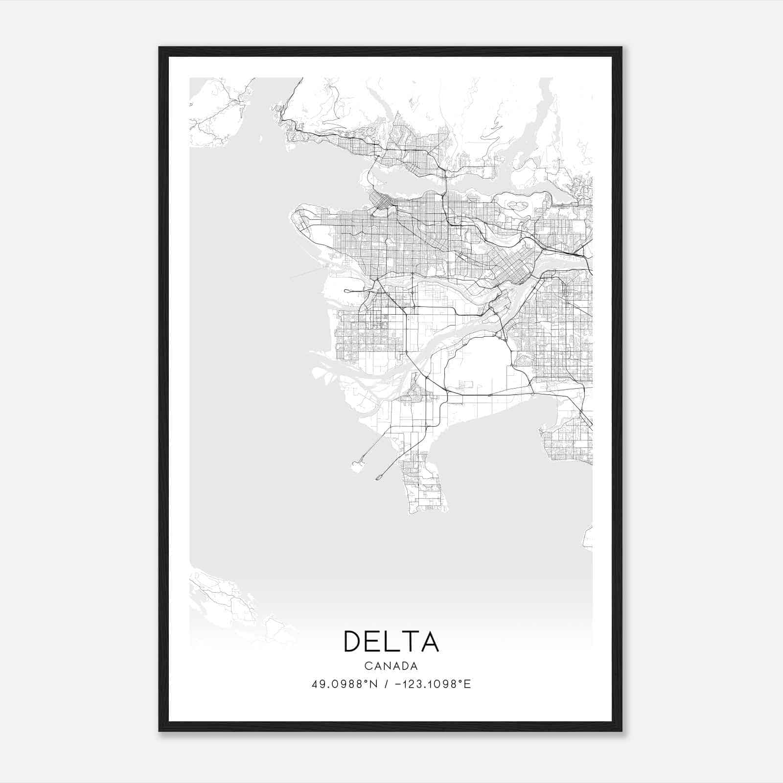 Delta Canada Map Poster, Modern Home Decor Wall Art Print - Custom Maps ...