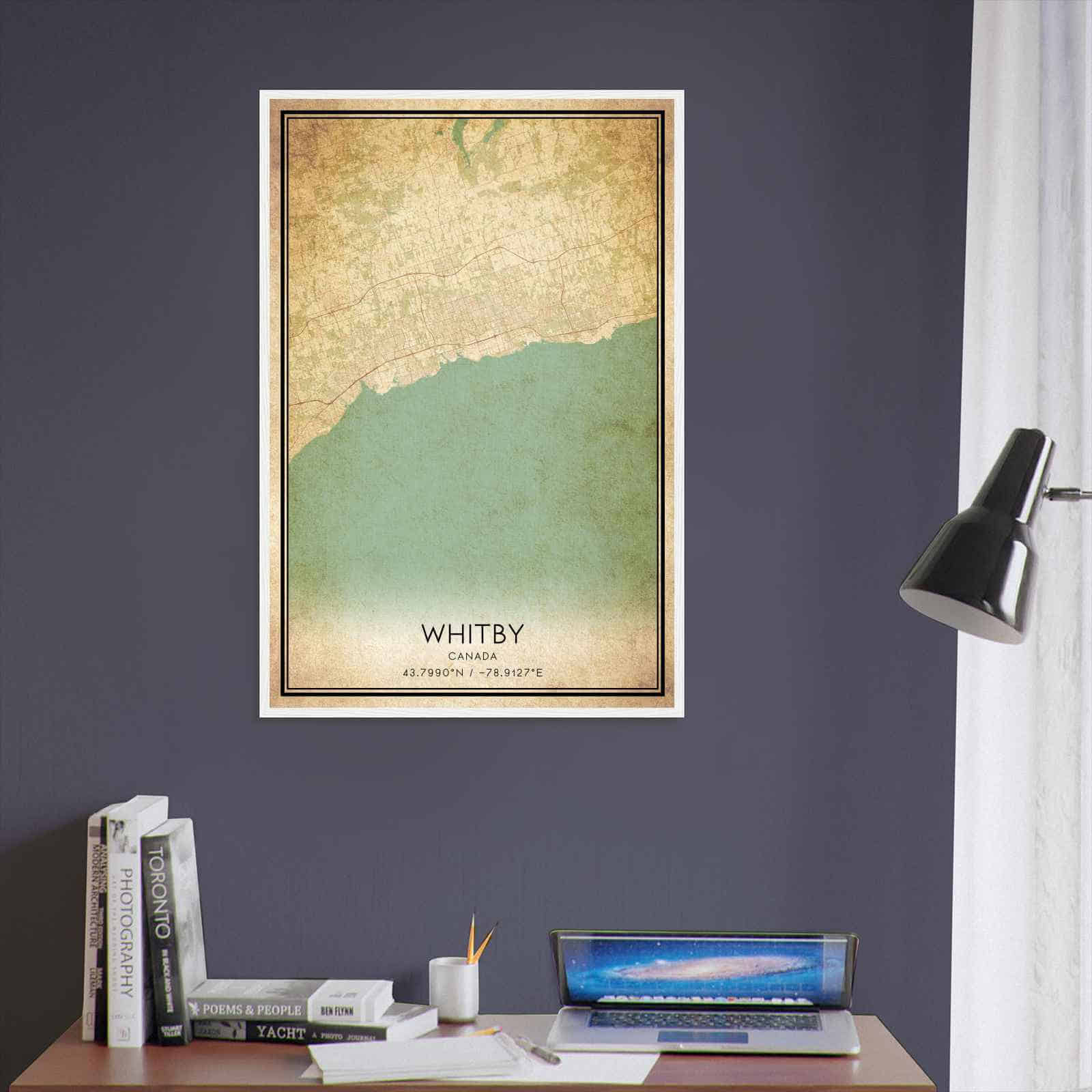 Vintage Whitby Canada Map Poster, Whitby City Road Wall Art Print ...