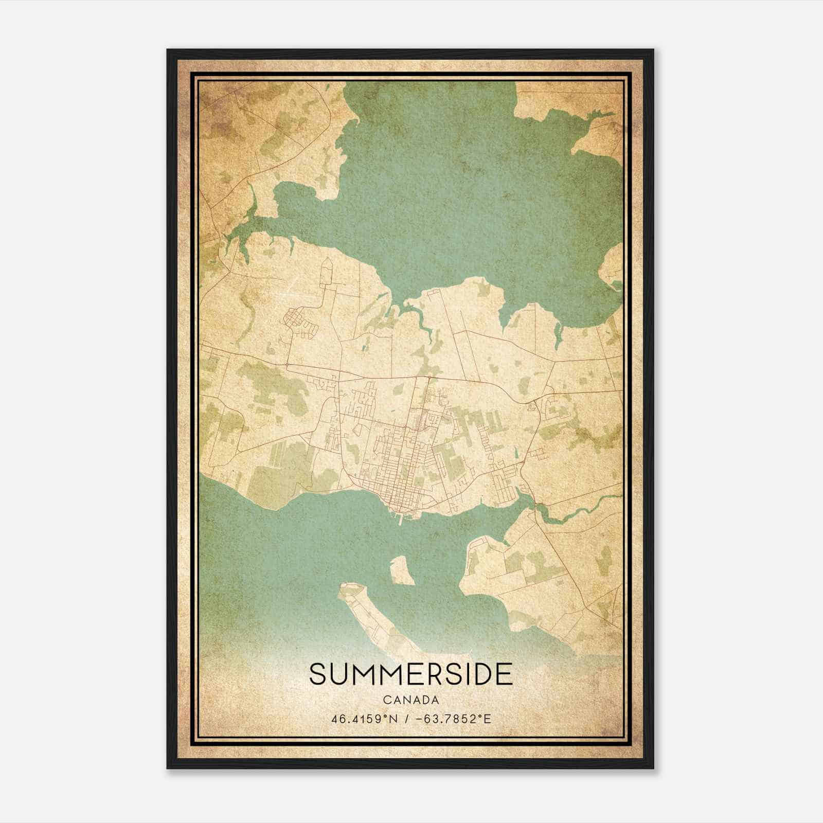 Vintage Summerside Canada Map Poster, Summerside City Road Wall Art ...