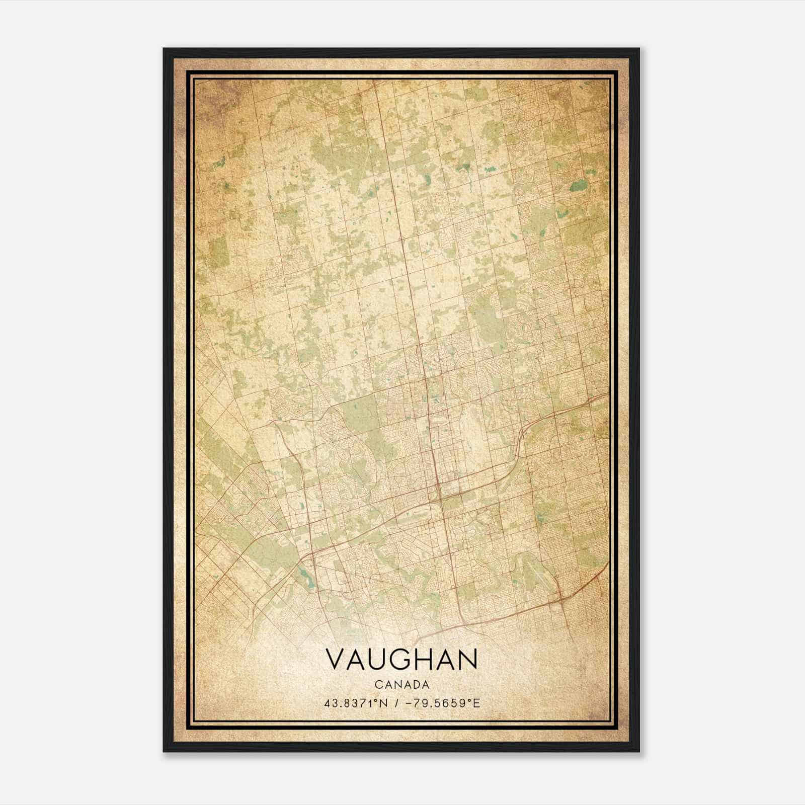 Vintage Vaughan Canada Map Poster, Vaughan City Road Wall Art Print ...