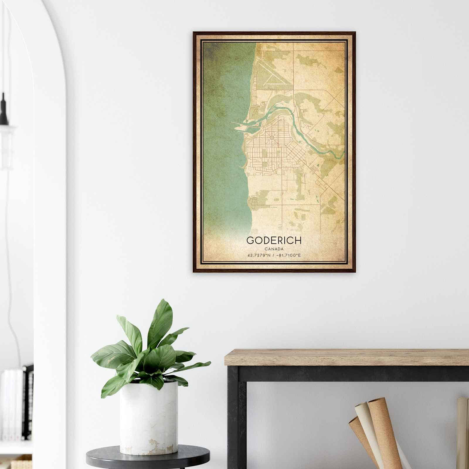 Vintage Goderich Canada Map Poster, Goderich City Road Wall Art Print ...