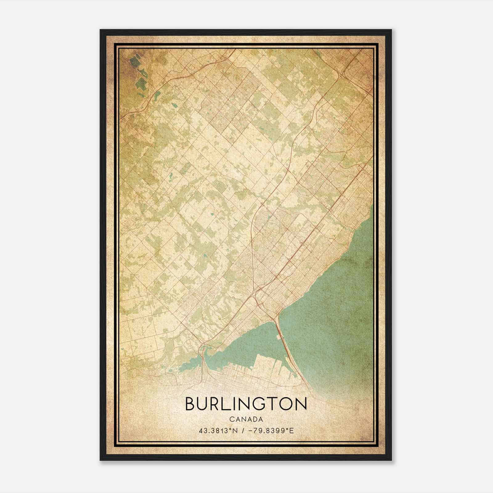 Vintage Burlington Canada Map Poster, Burlington City Road Wall Art ...