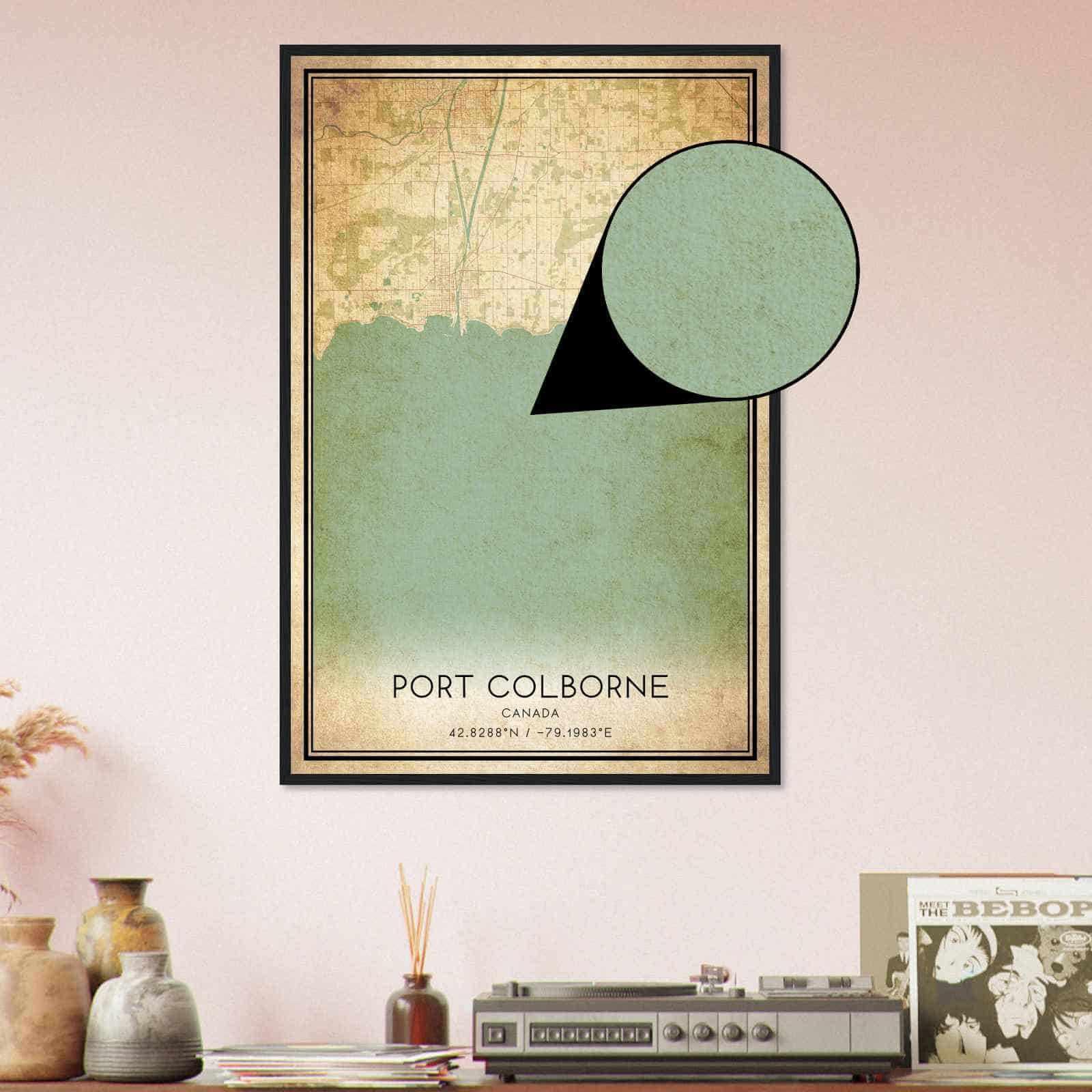 Vintage Port Colborne Canada Map Poster, Port Colborne City Road Wall ...