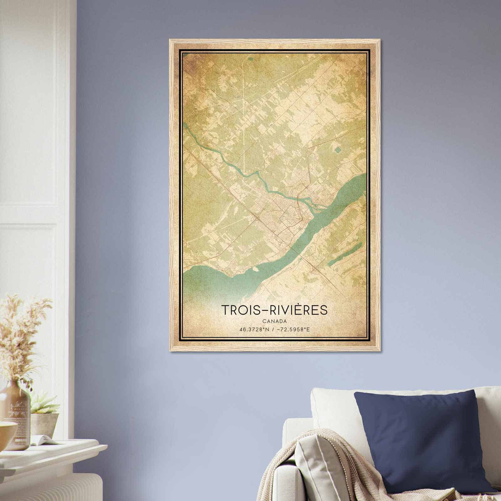 Vintage Trois-Rivieres Canada Map Poster, Trois-Rivieres City Road Wall ...