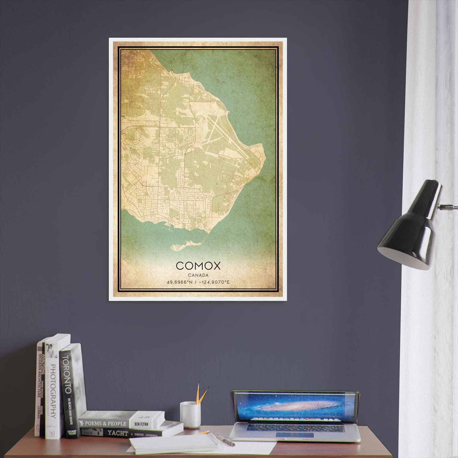 Vintage Comox Canada Map Poster, Comox City Road Wall Art Print ...