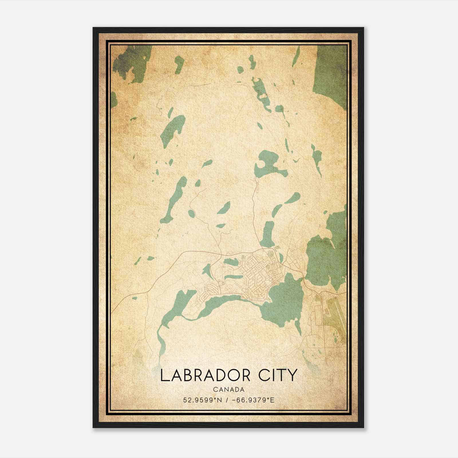 Vintage Labrador City Canada Map Poster, Labrador City City Road Wall ...