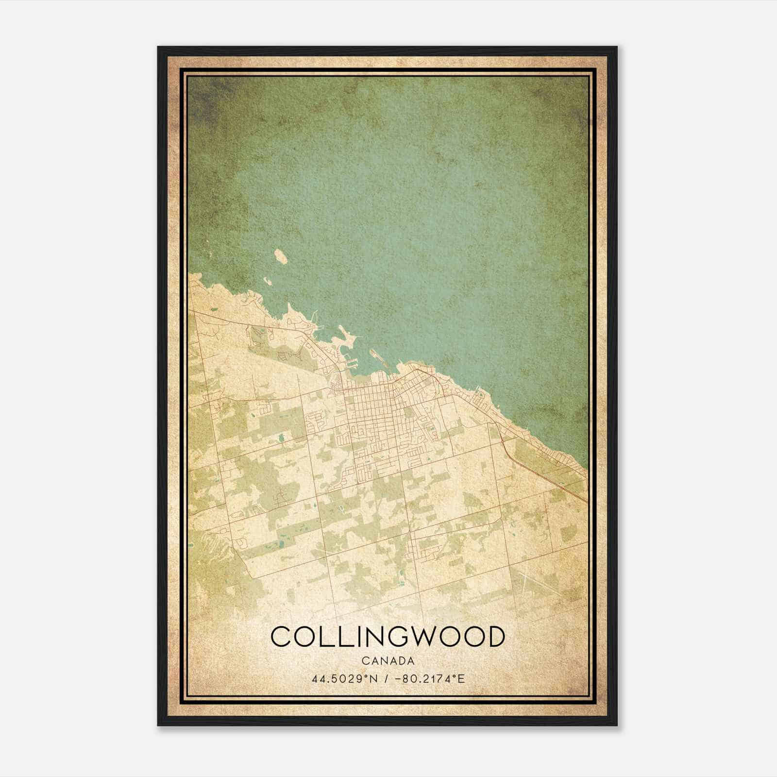 Vintage Collingwood Canada Map Poster, Collingwood City Road Wall Art ...