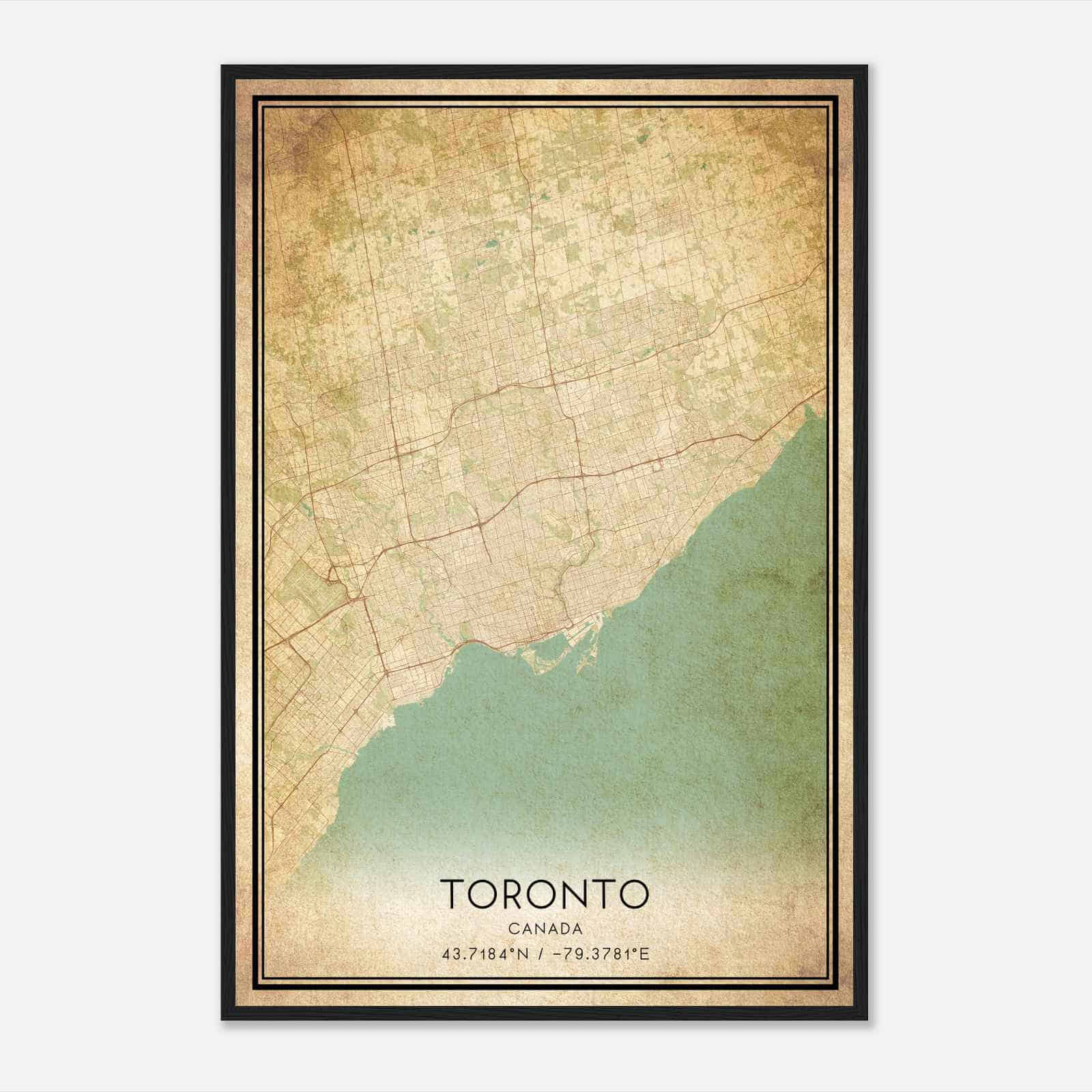 Vintage Toronto Canada Map Poster, Toronto City Road Wall Art Print ...