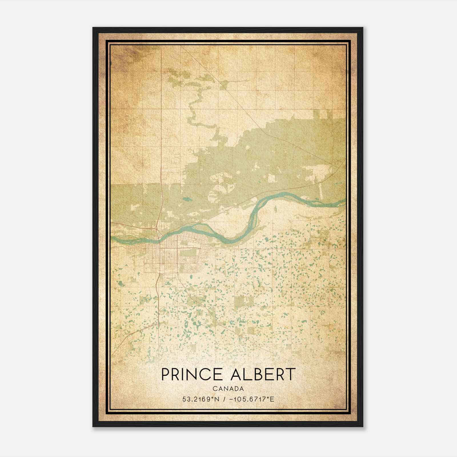 Vintage Prince Albert Canada Map Poster, Prince Albert City Road Wall ...