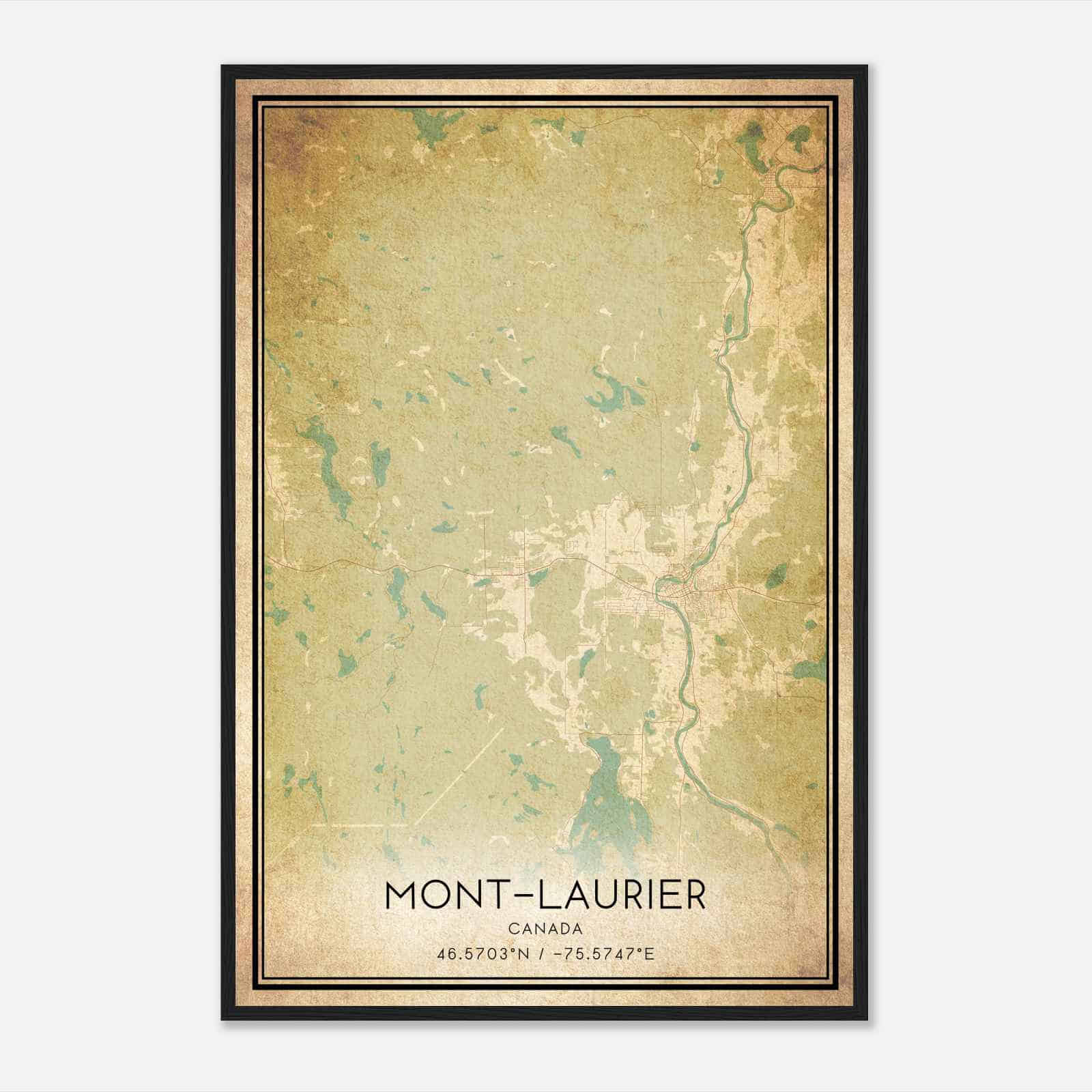 Vintage Mont-Laurier Canada Map Poster, Mont-Laurier City Road Wall Art ...