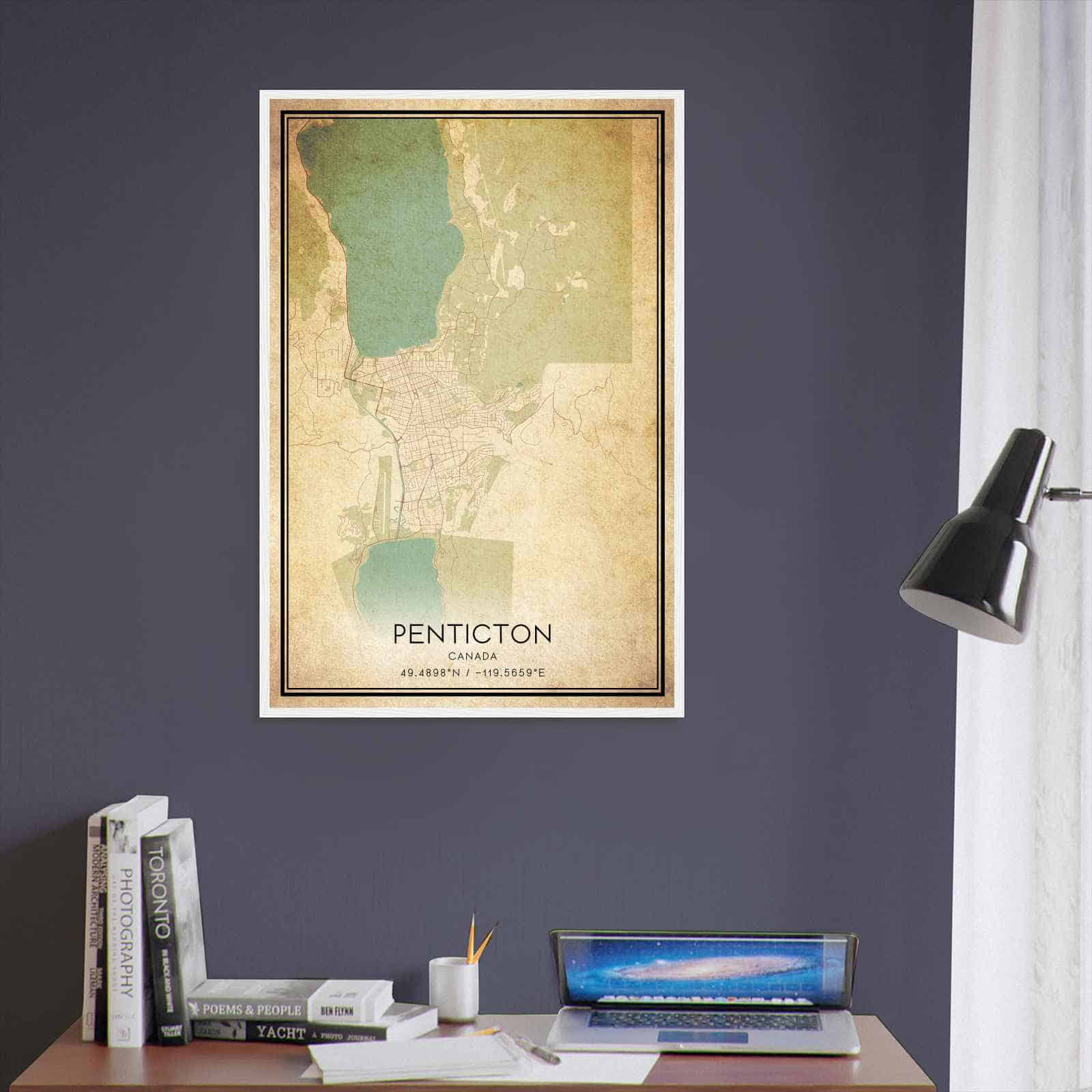 Vintage Penticton Canada Map Poster, Penticton City Road Wall Art Print ...