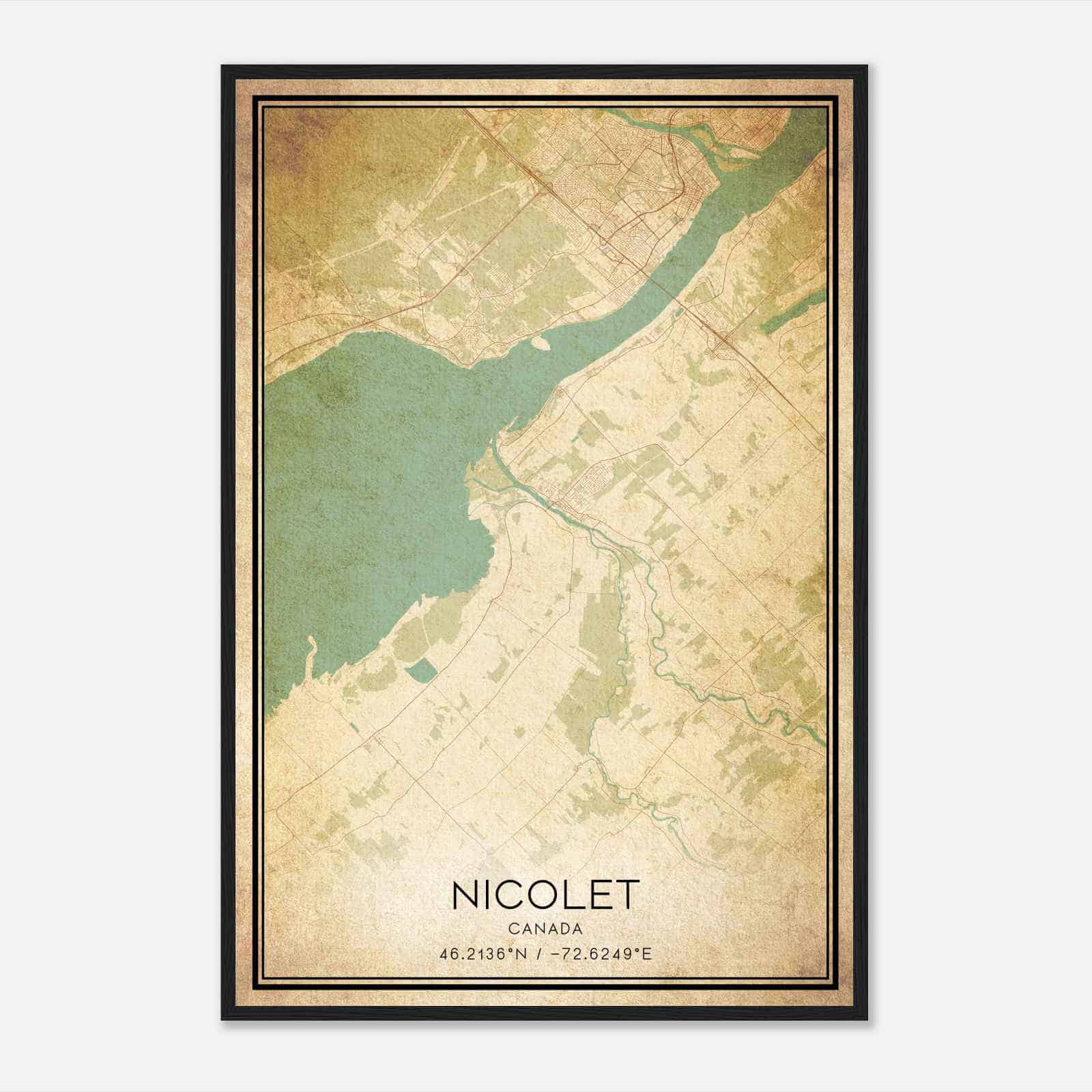 Vintage Nicolet Canada Map Poster, Nicolet City Road Wall Art Print ...