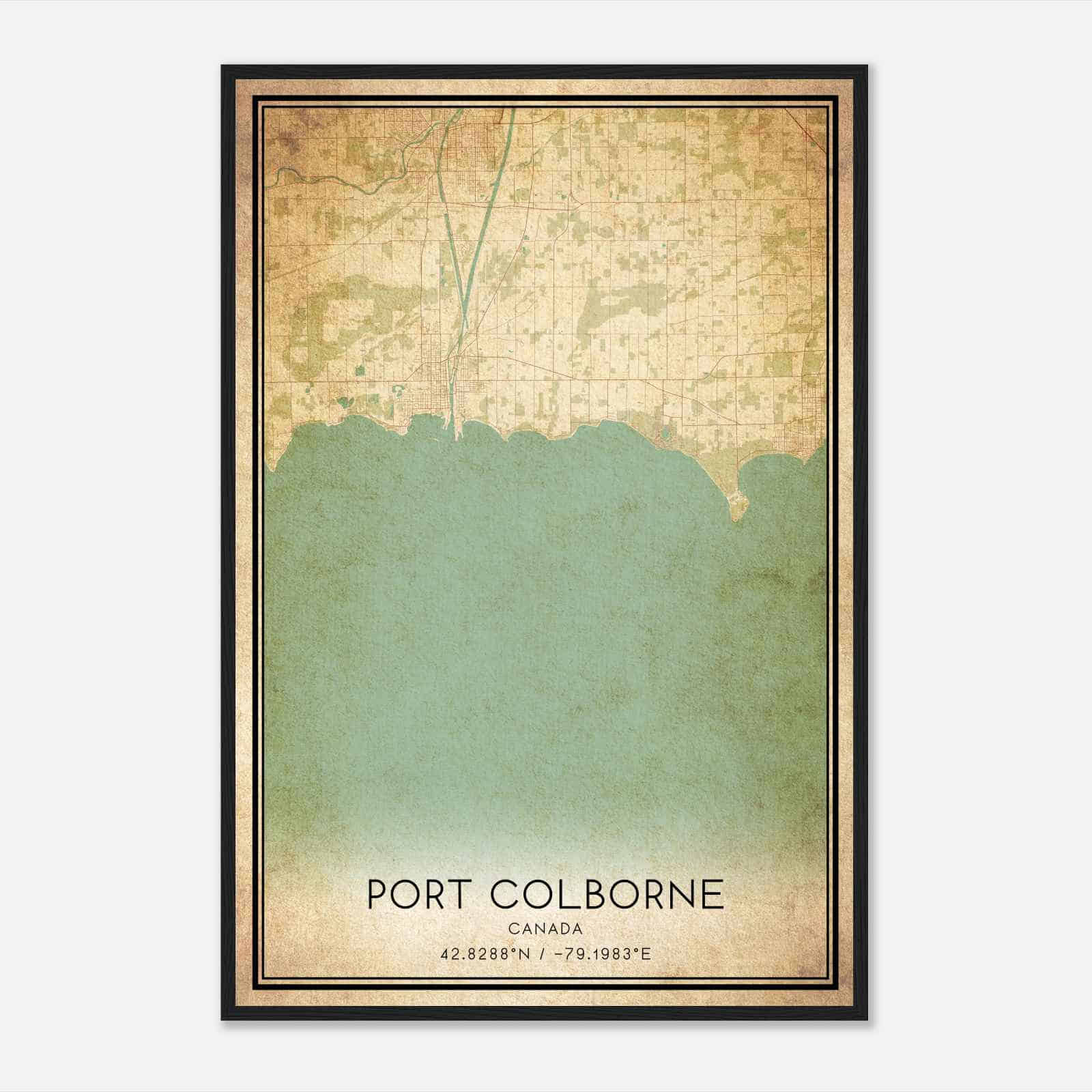 Vintage Port Colborne Canada Map Poster, Port Colborne City Road Wall ...