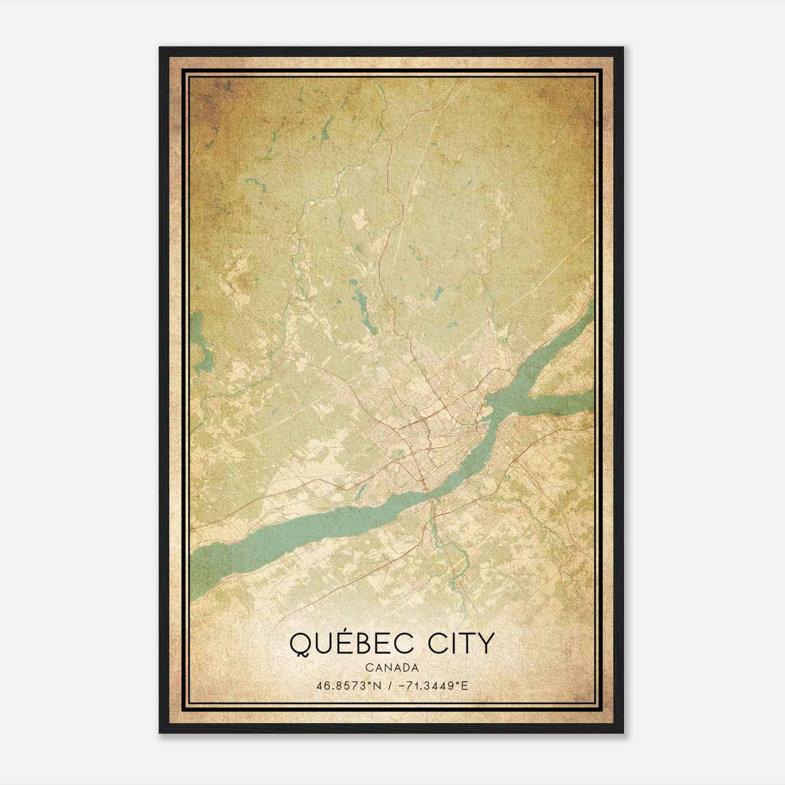 Vintage Quebec City Canada Map Poster, Quebec City City Road Wall Art ...