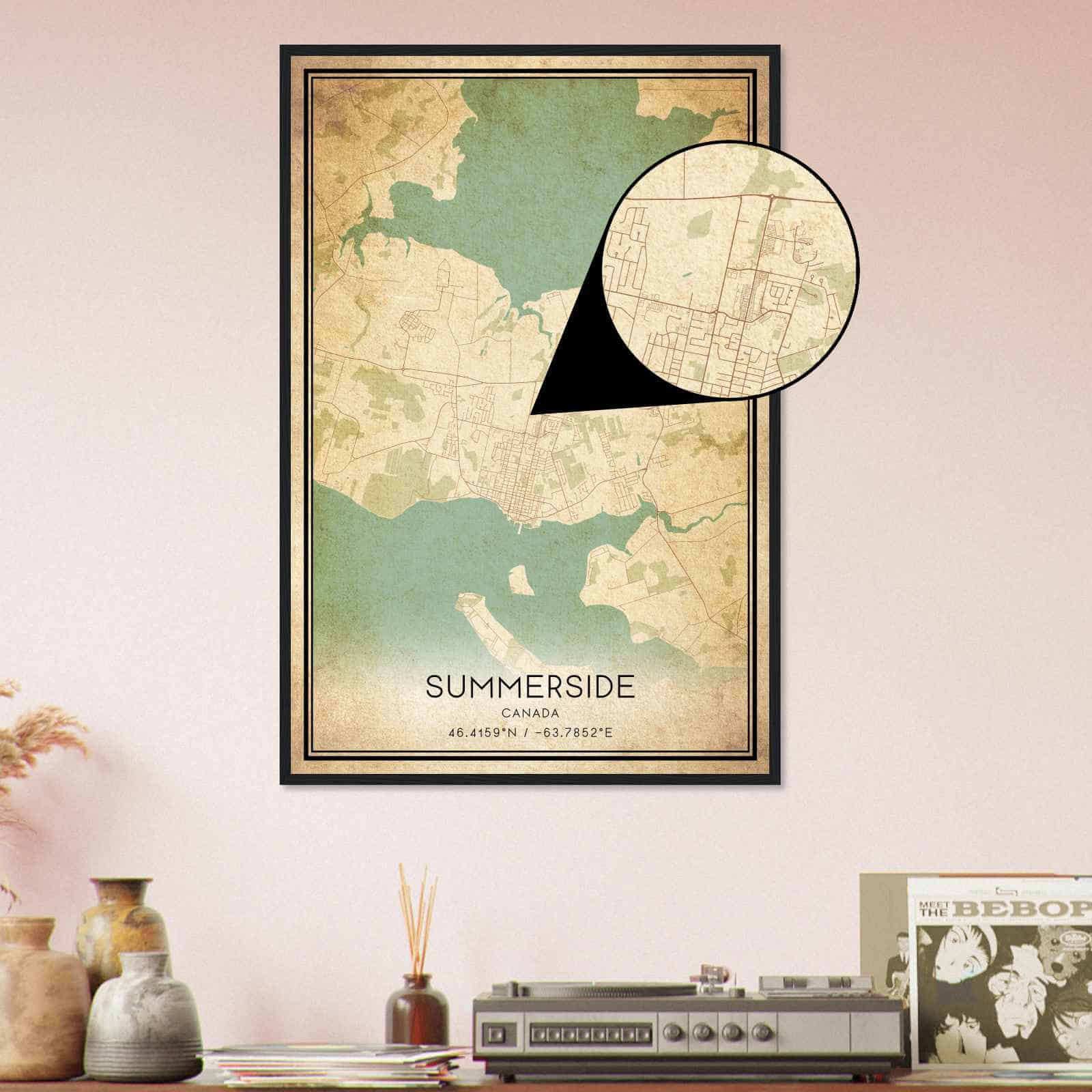 Vintage Summerside Canada Map Poster, Summerside City Road Wall Art ...