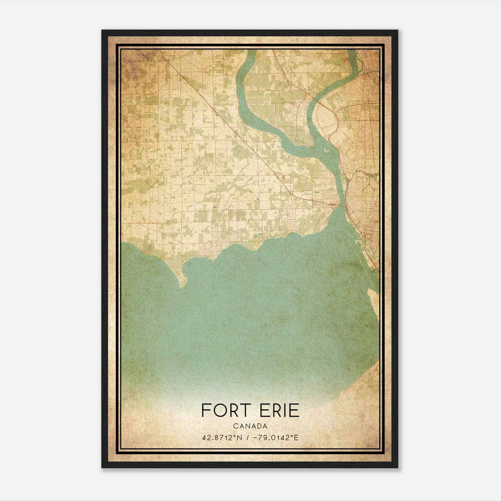 Vintage Fort Erie Canada Map Poster, Fort Erie City Road Wall Art Print ...