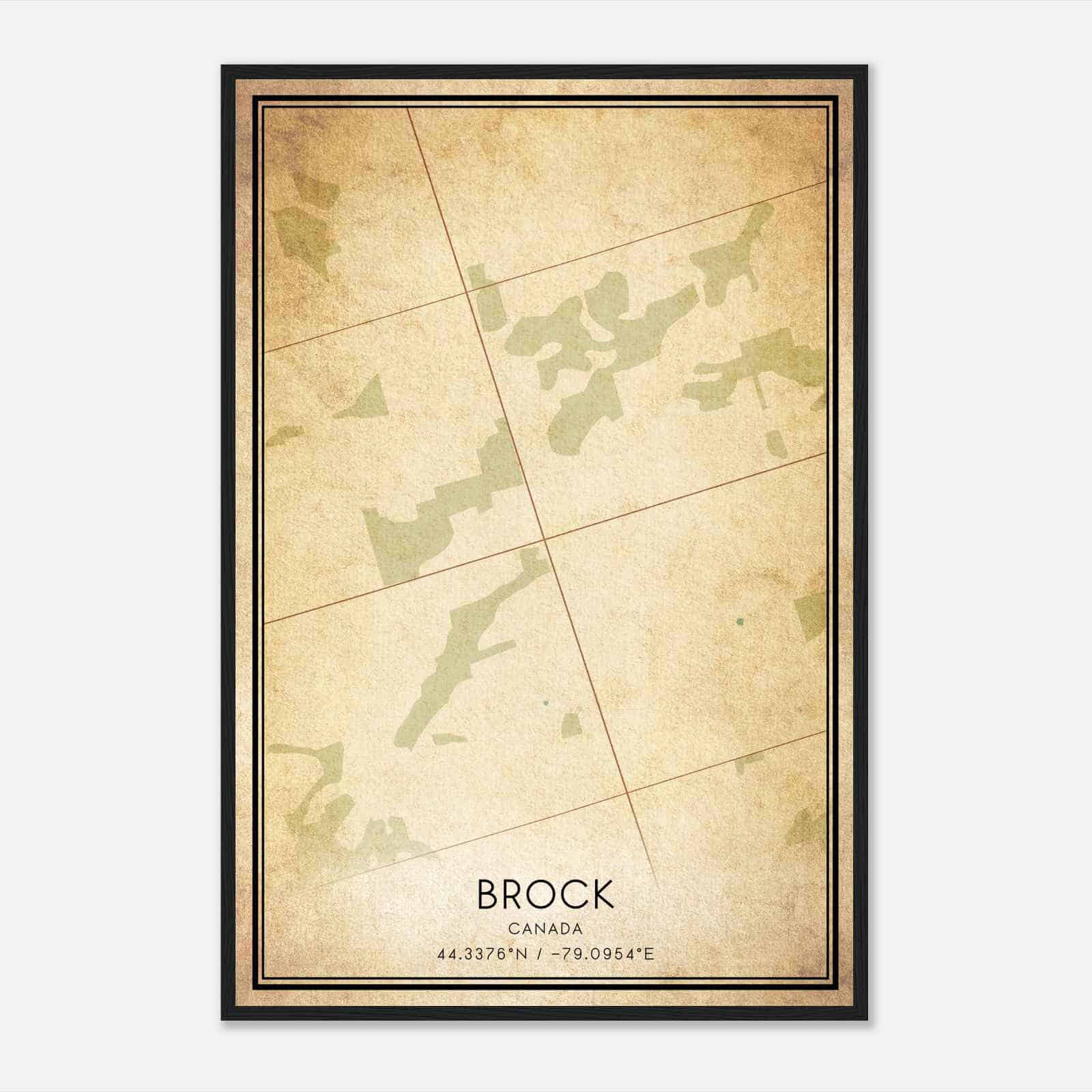 Vintage Brock Canada Map Poster, Brock City Road Wall Art Print ...