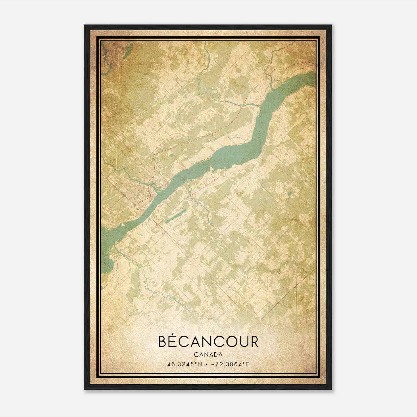 Vintage Becancour Canada Map Poster, Becancour City Road Wall Art Print ...