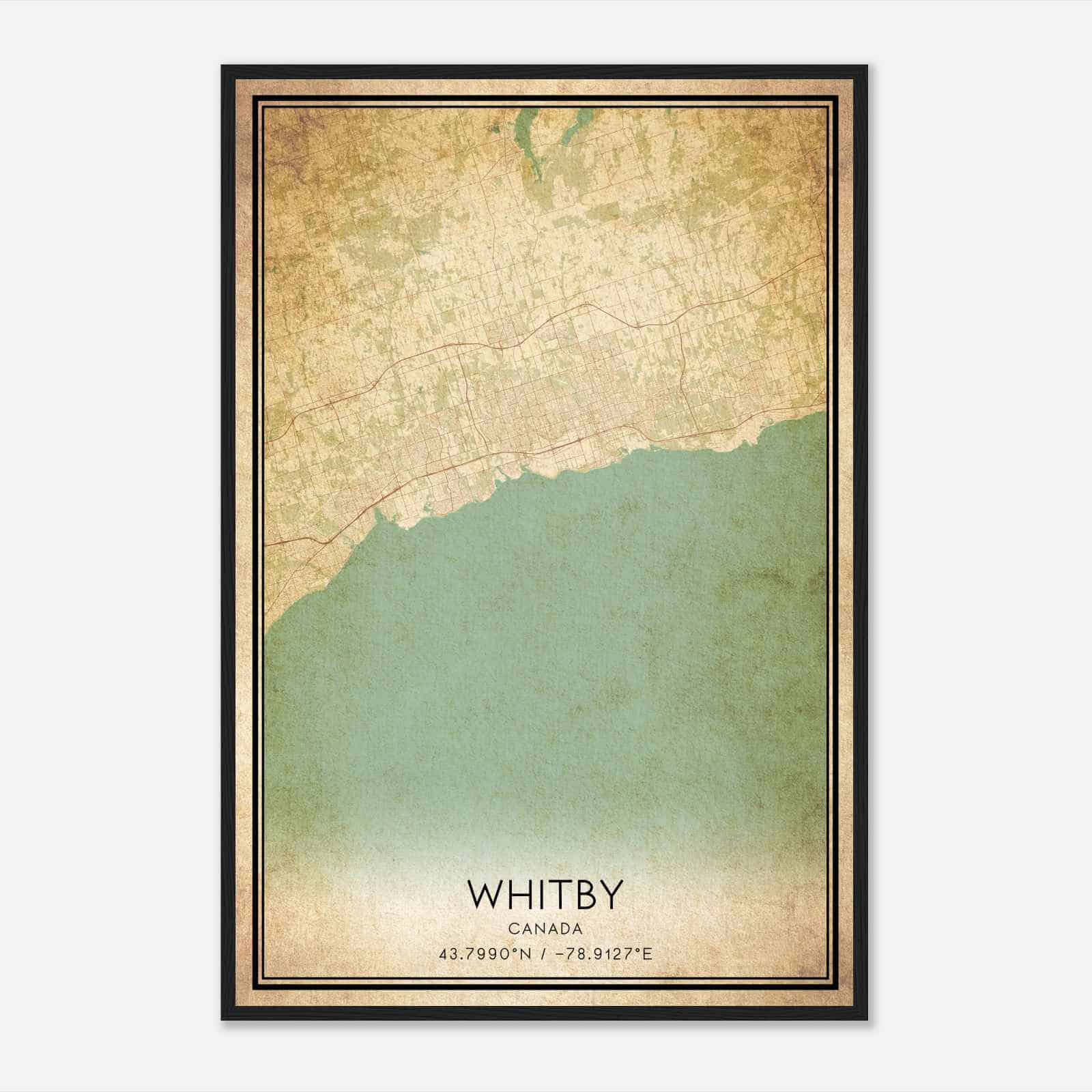 Vintage Whitby Canada Map Poster, Whitby City Road Wall Art Print ...