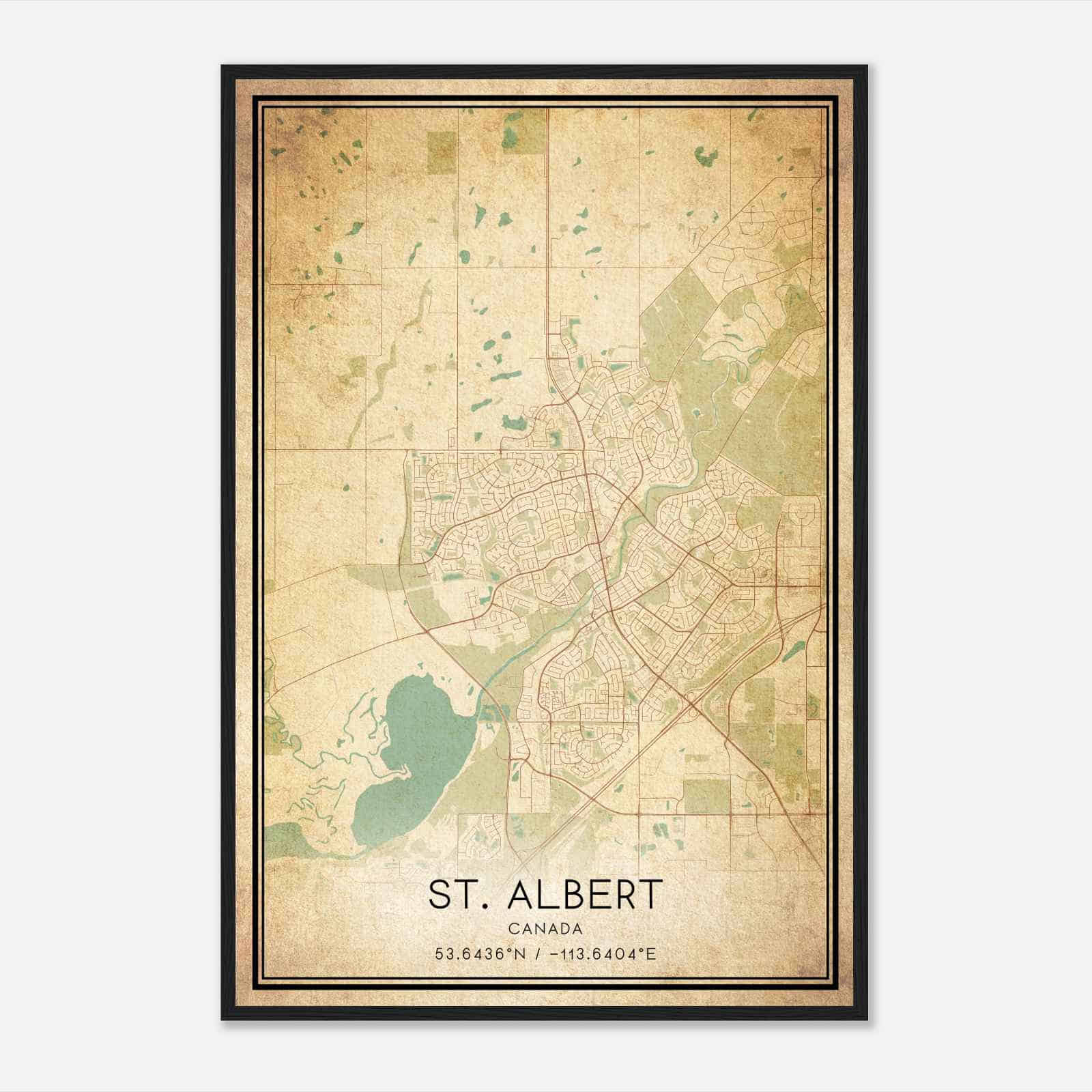Vintage St. Albert Canada Map Poster, St. Albert City Road Wall Art ...