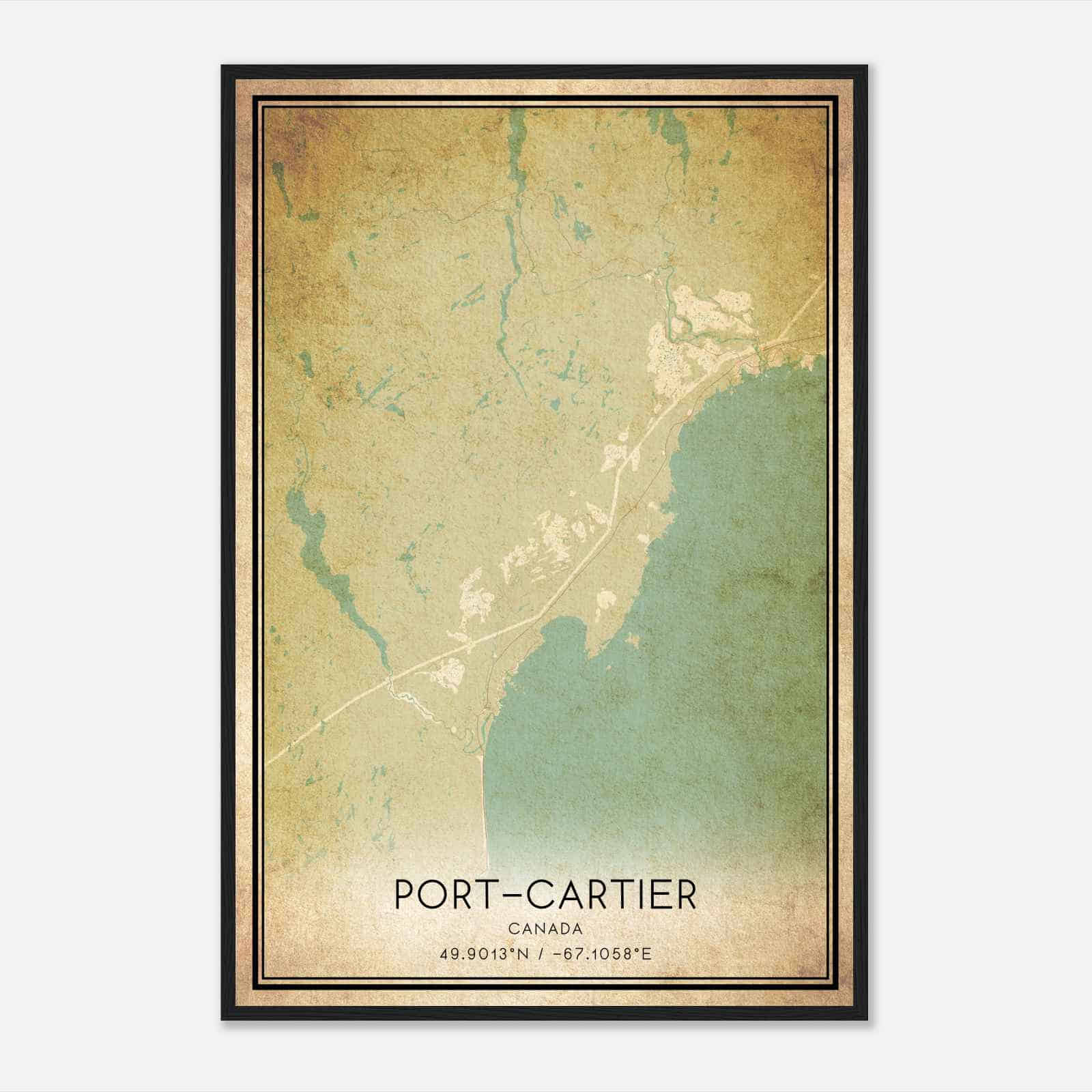 Vintage Port-Cartier Canada Map Poster, Port-Cartier City Road Wall Art ...
