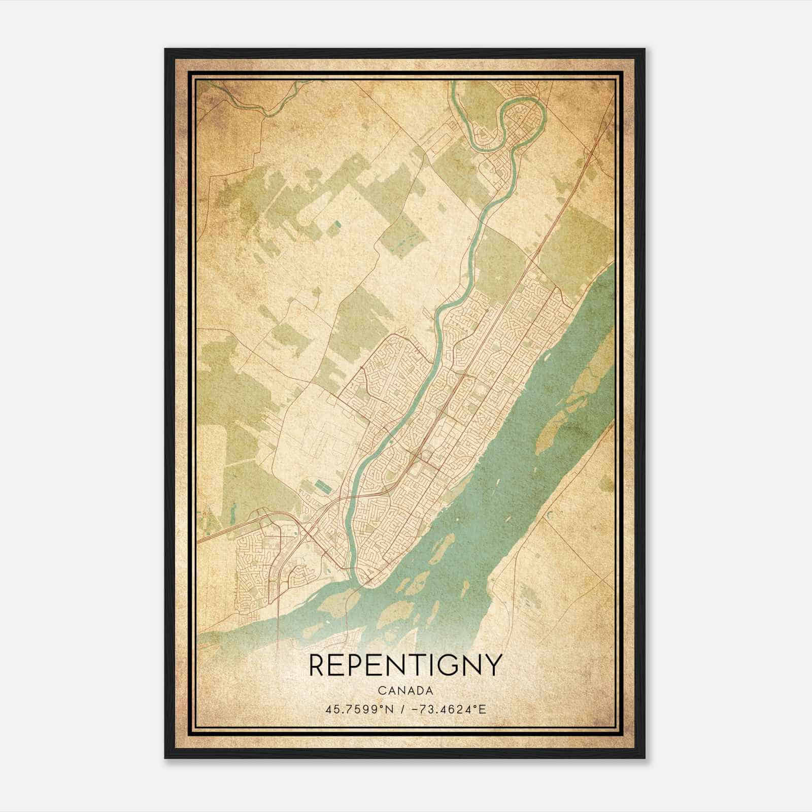 Vintage Repentigny Canada Map Poster, Repentigny City Road Wall Art ...