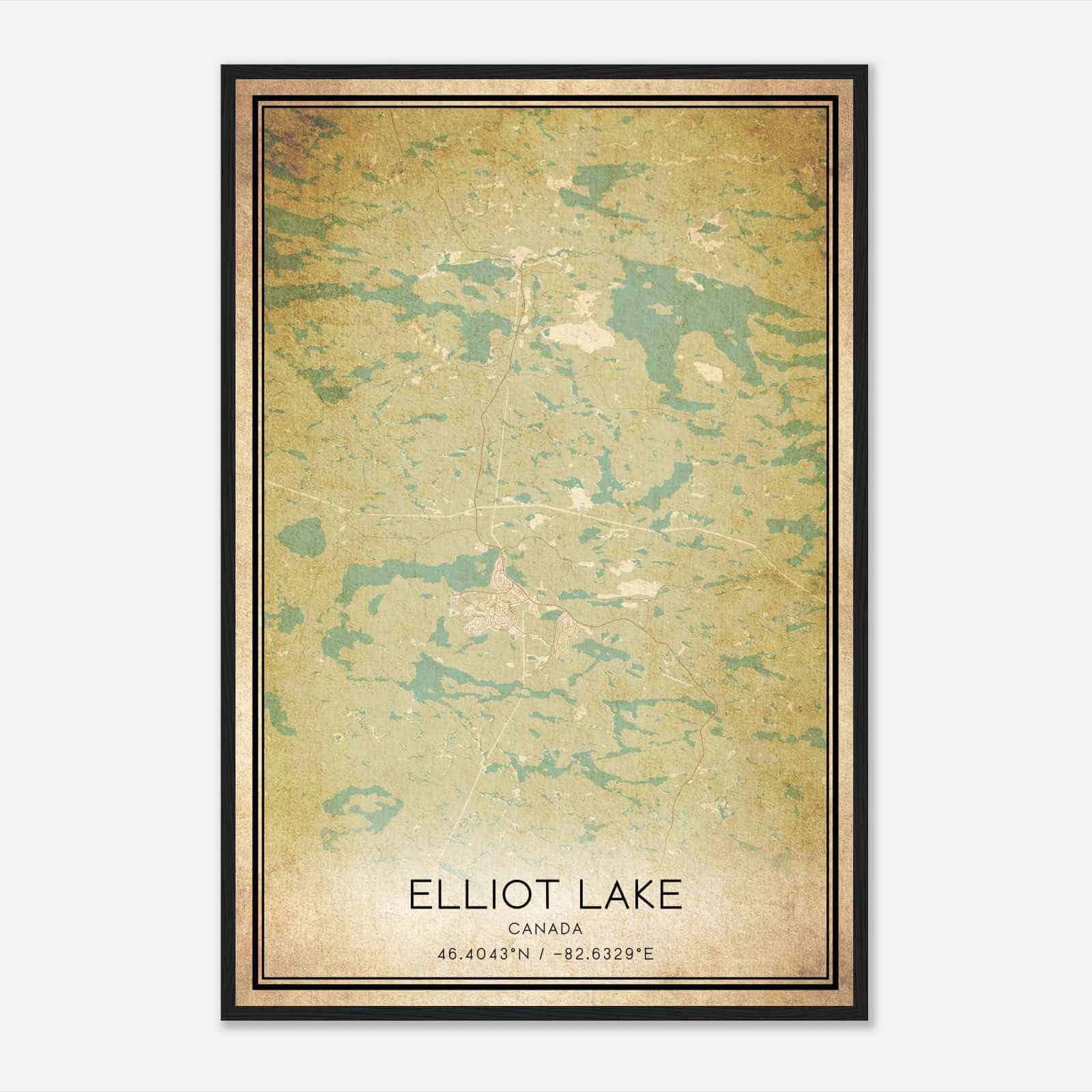 Vintage Elliot Lake Canada Map Poster, Elliot Lake City Road Wall Art ...