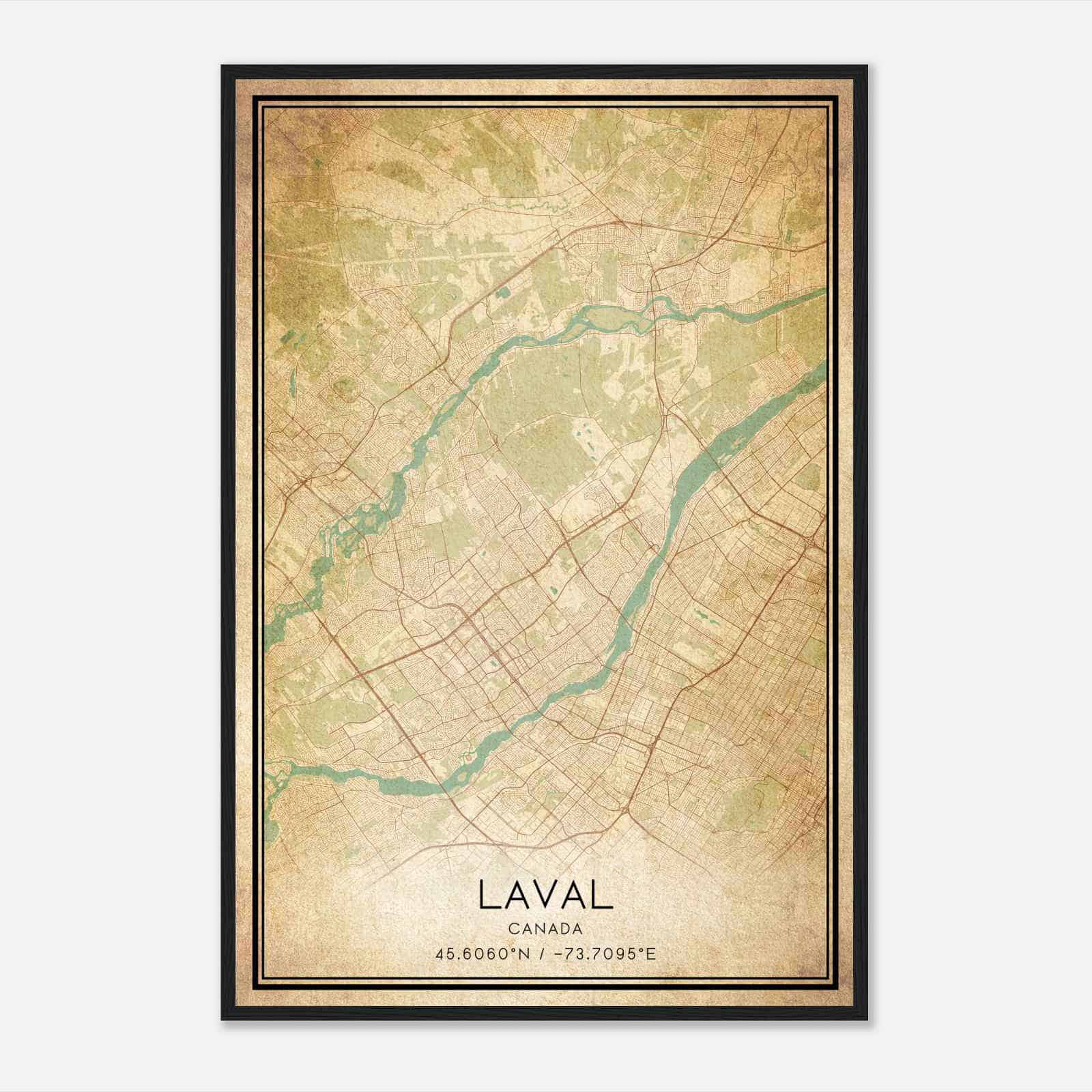 Vintage Laval Canada Map Poster, Laval City Road Wall Art Print ...