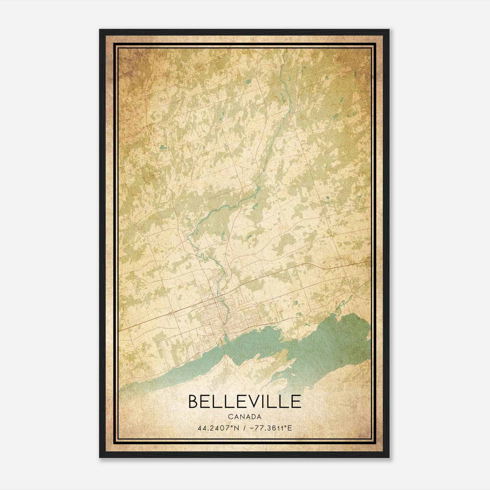 Vintage Belleville Canada Map Poster, Belleville City Road Wall Art ...