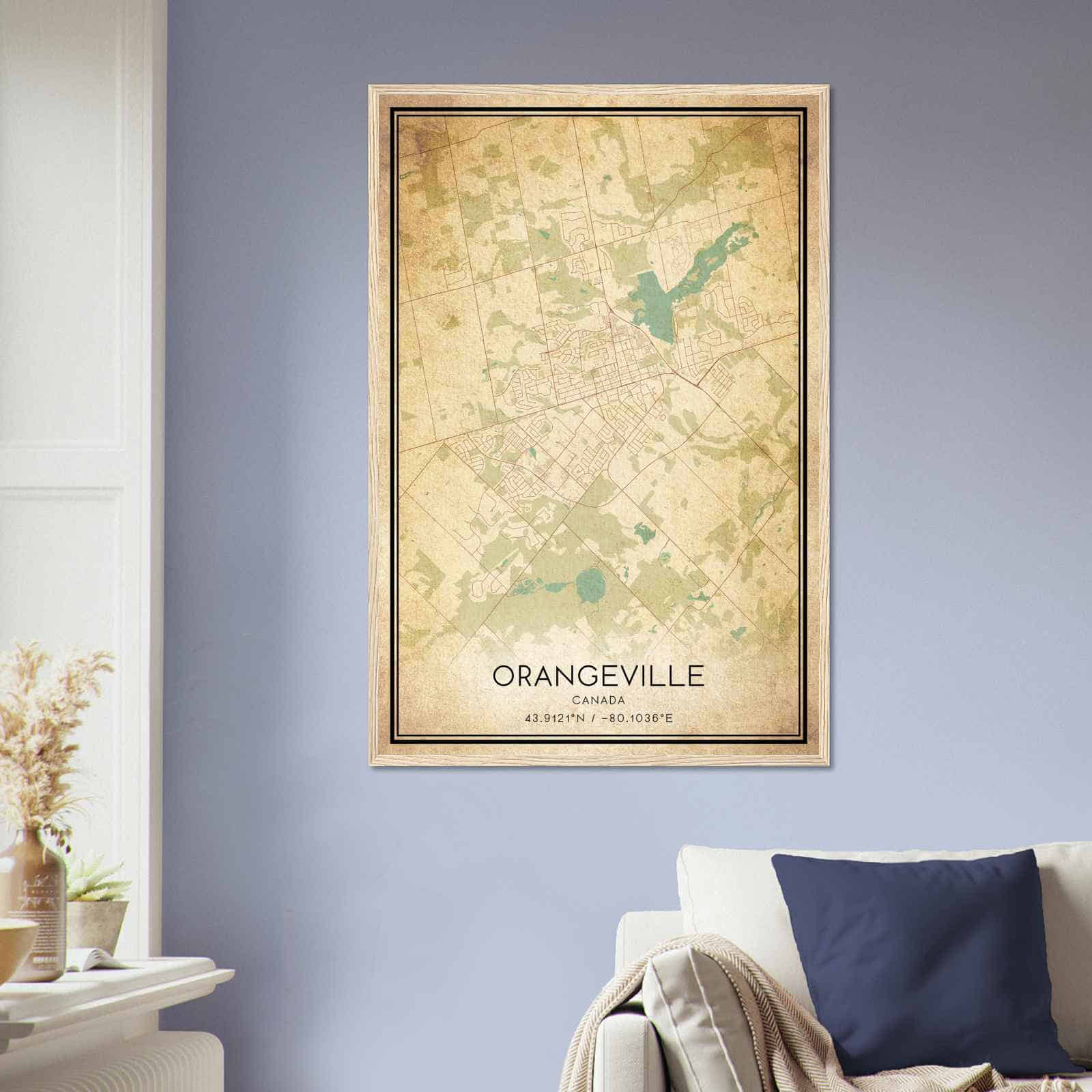 Vintage Orangeville Canada Map Poster, Orangeville City Road Wall Art Print - Custom Maps & Posters
