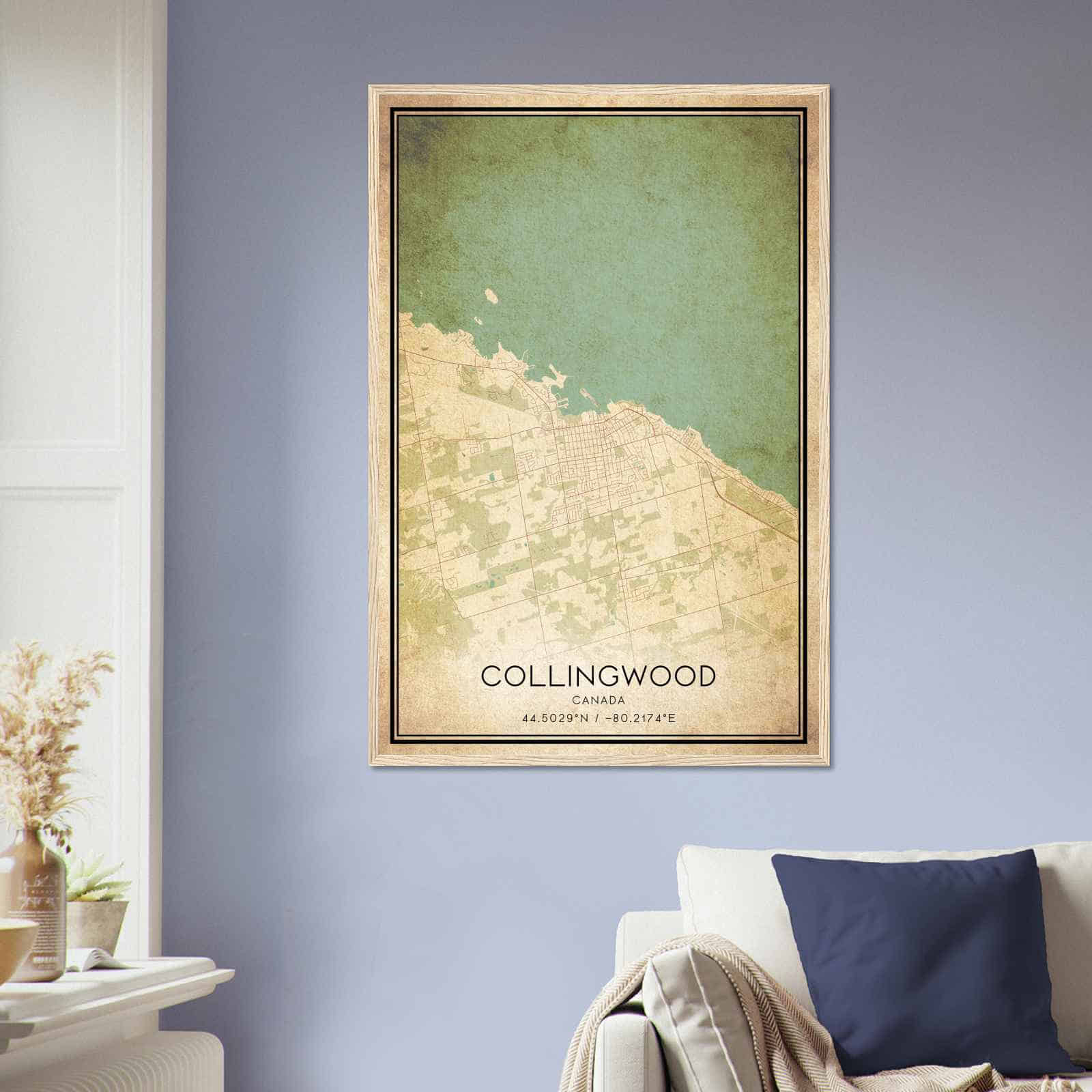 Vintage Collingwood Canada Map Poster, Collingwood City Road Wall Art ...