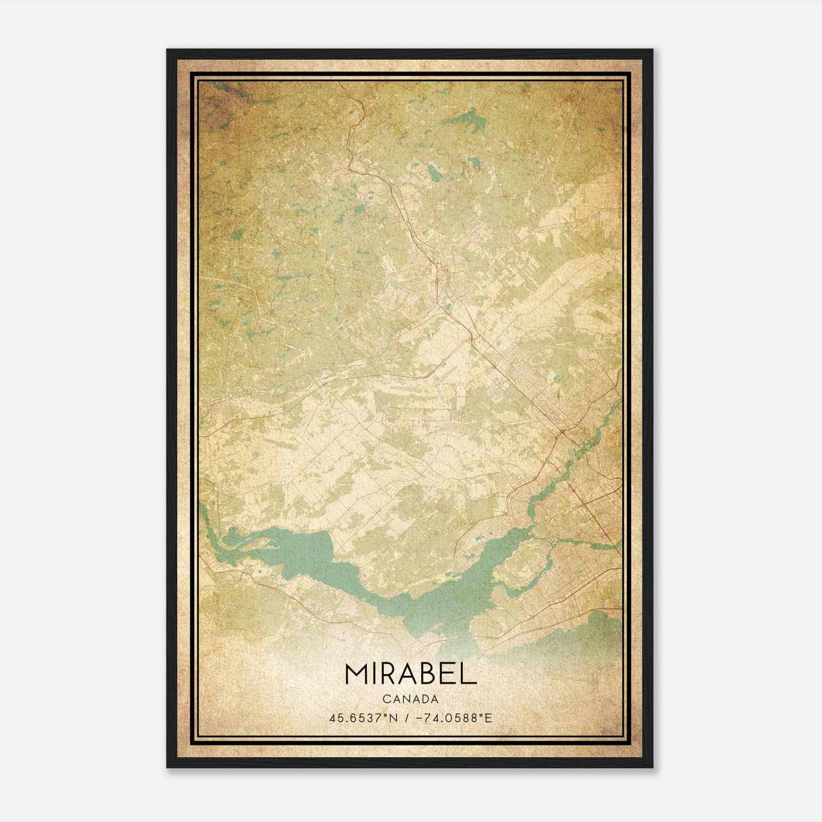 Vintage Mirabel Canada Map Poster, Mirabel City Road Wall Art Print ...