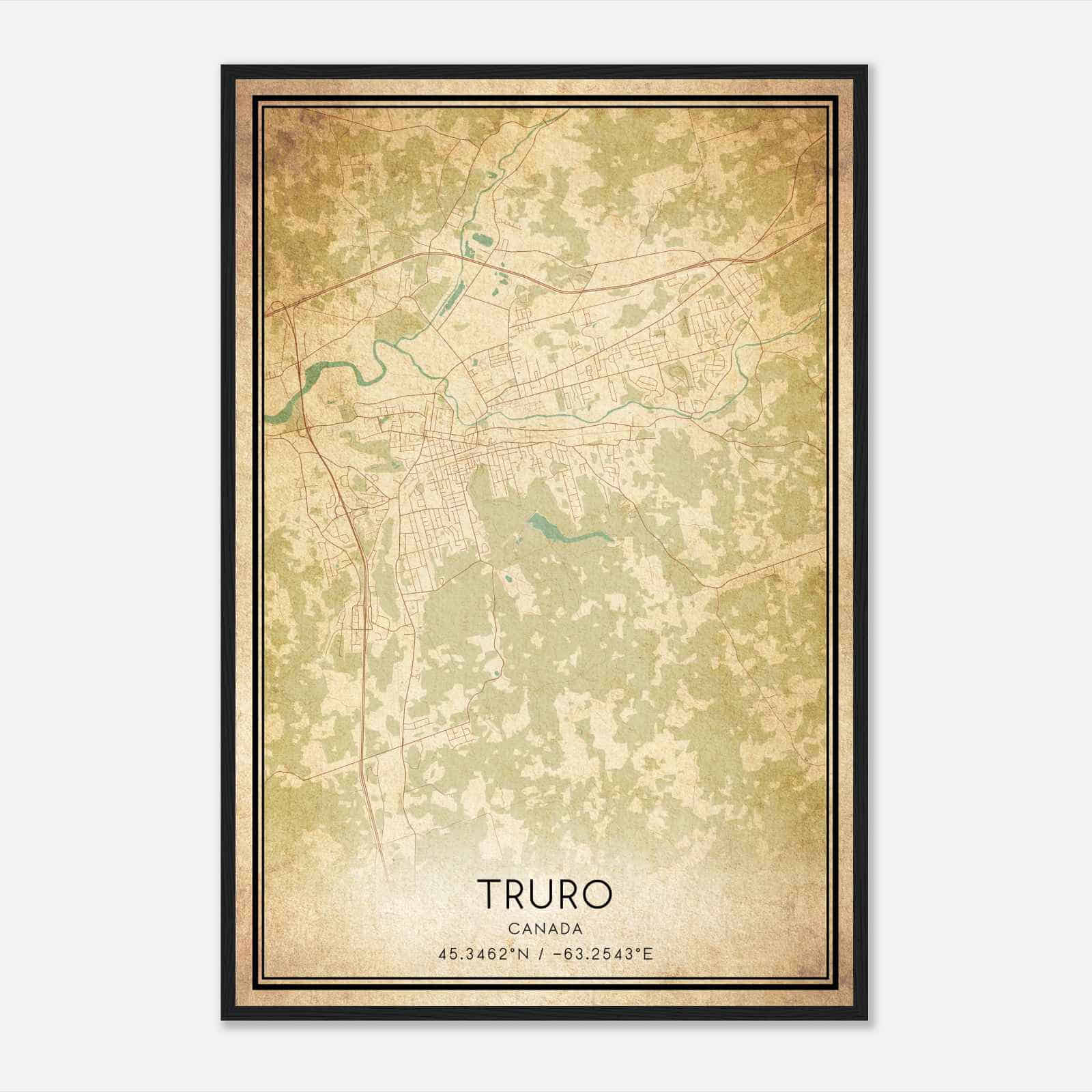 Vintage Truro Canada Map Poster, Truro City Road Wall Art Print ...