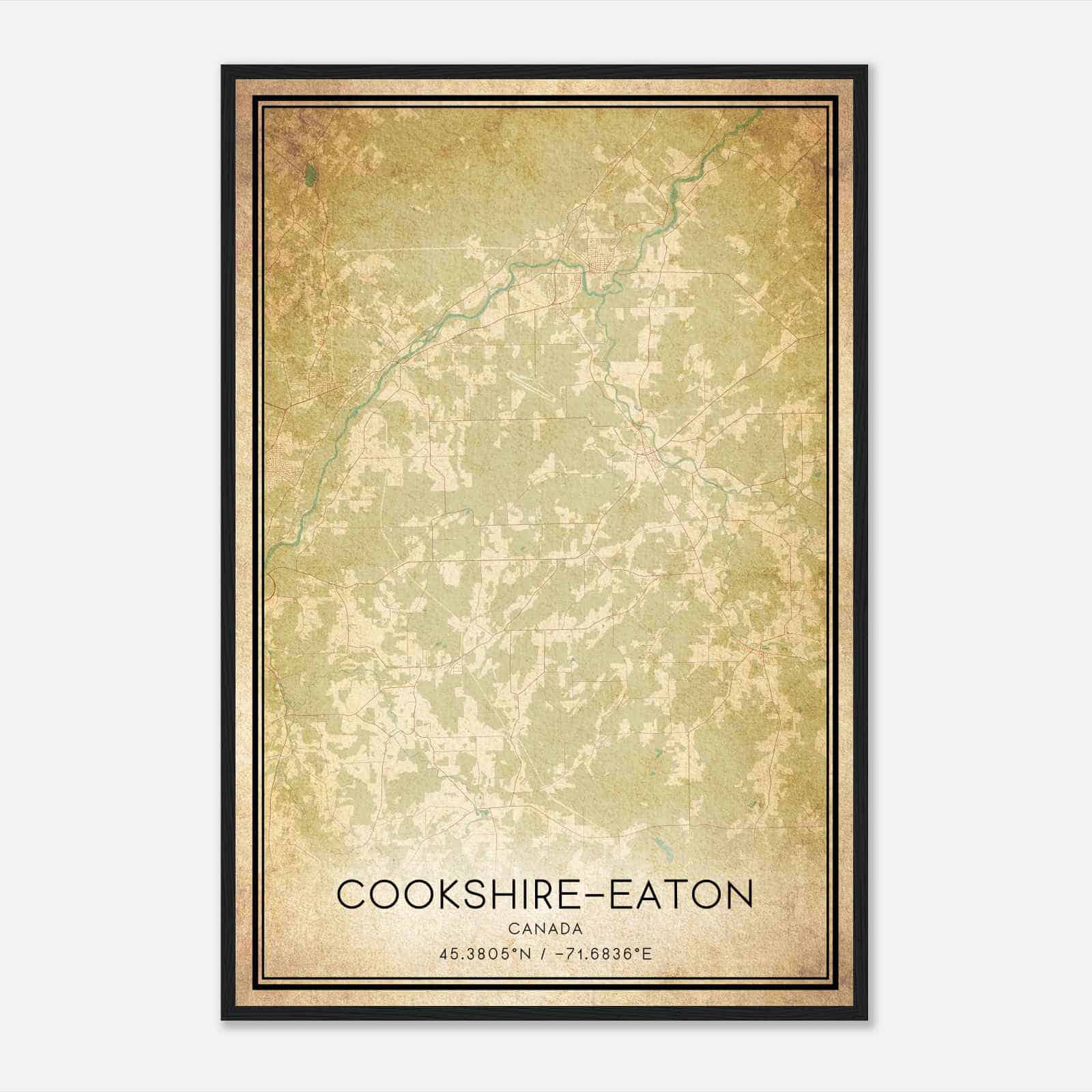 Vintage Cookshire Canada Map Poster, Cookshire City Road Wall Art Print ...