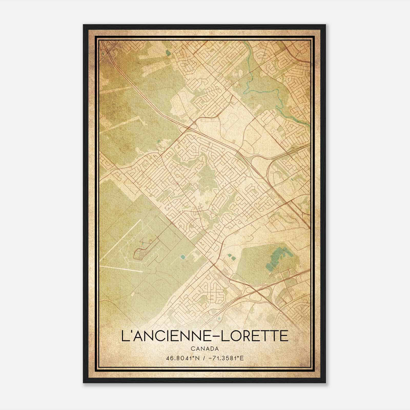 Vintage L'Ancienne-Lorette Canada Map Poster, L'Ancienne-Lorette City ...