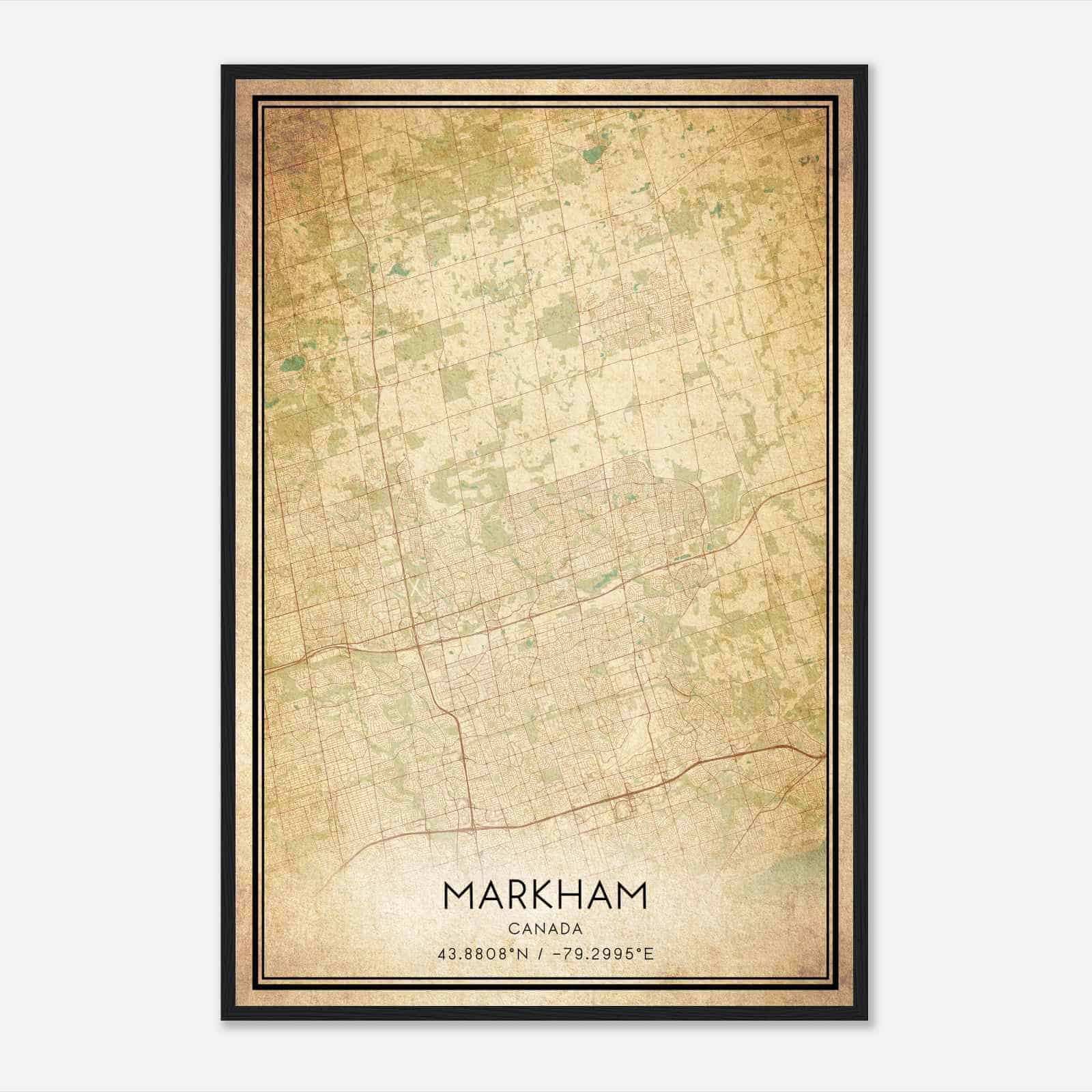 Vintage Markham Canada Map Poster, Markham City Road Wall Art Print ...
